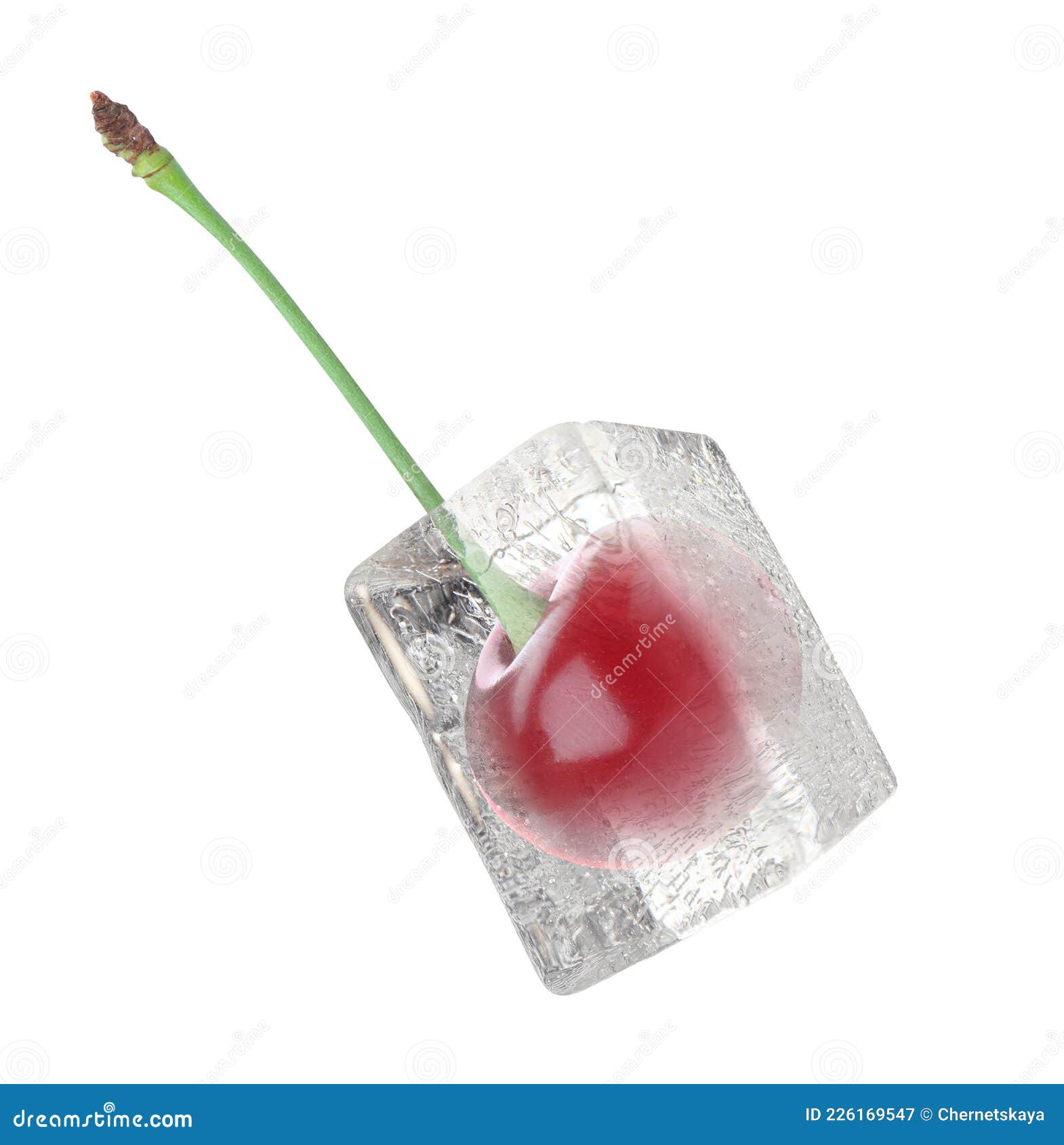 Delicious Cherry Frozen in Ice Isolated on White Stock Image - Image of ...