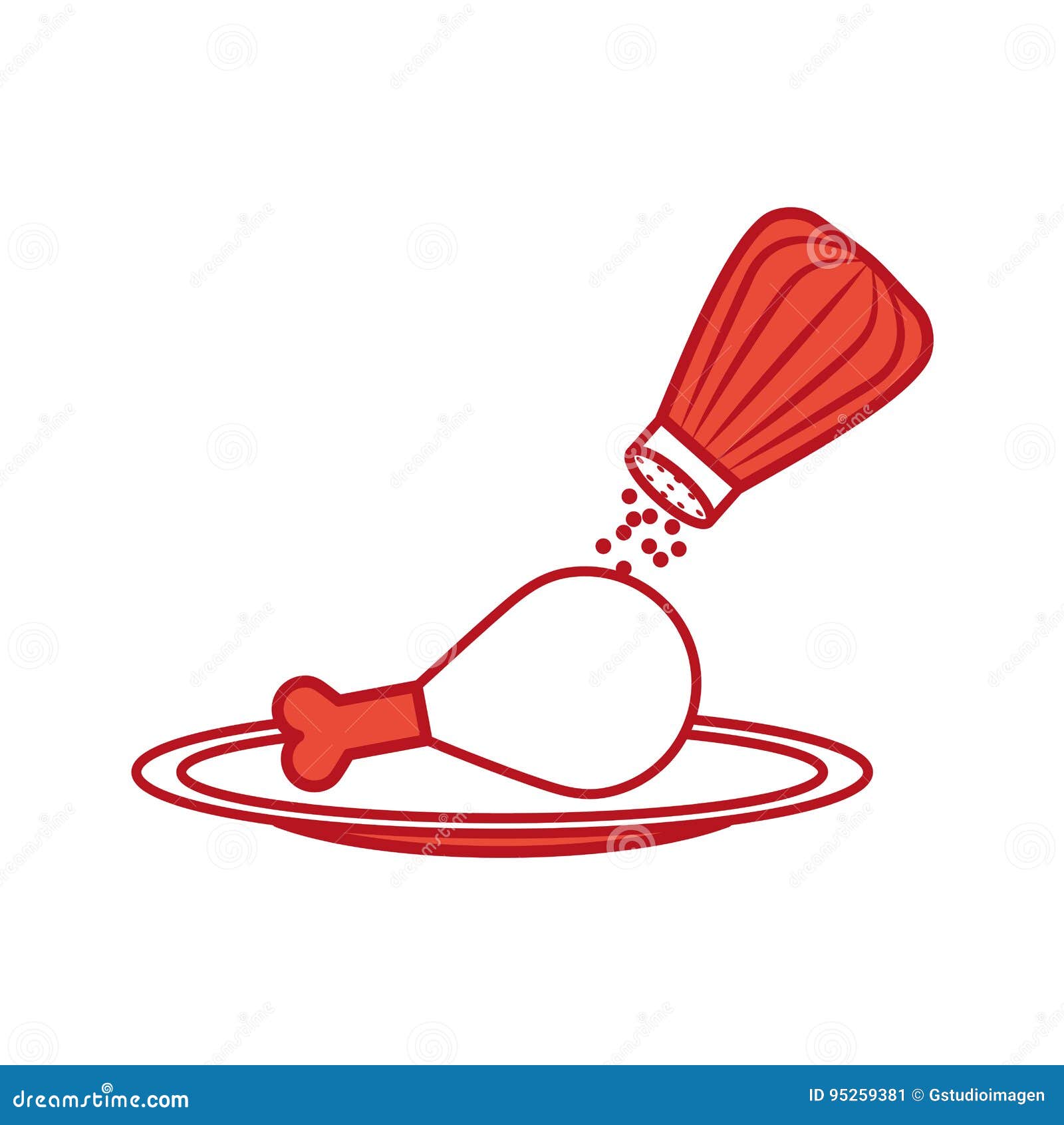 Delicious Chicken Meat with Salt Shaker Stock Vector - Illustration of ...