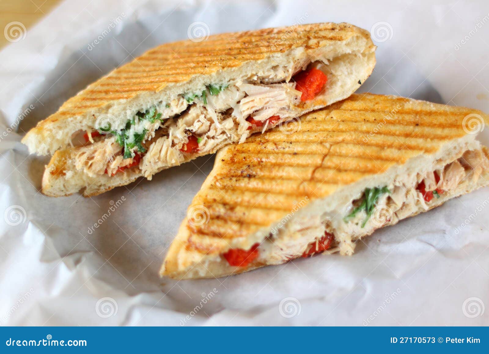 Delicious Chicken Panini Sandwich Stock Image - Image of bread, chicken ...