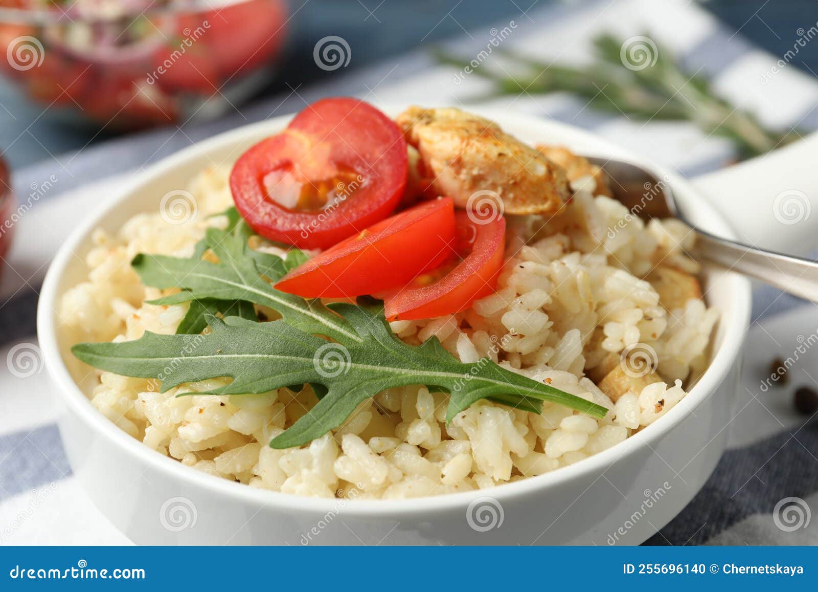 Delicious Chicken Risotto Served in Bowl, Closeup Stock Photo - Image ...