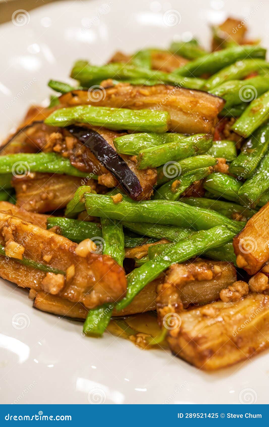 A Delicious Chinese Dish, Braised Beans with Eggplant Stock Image ...