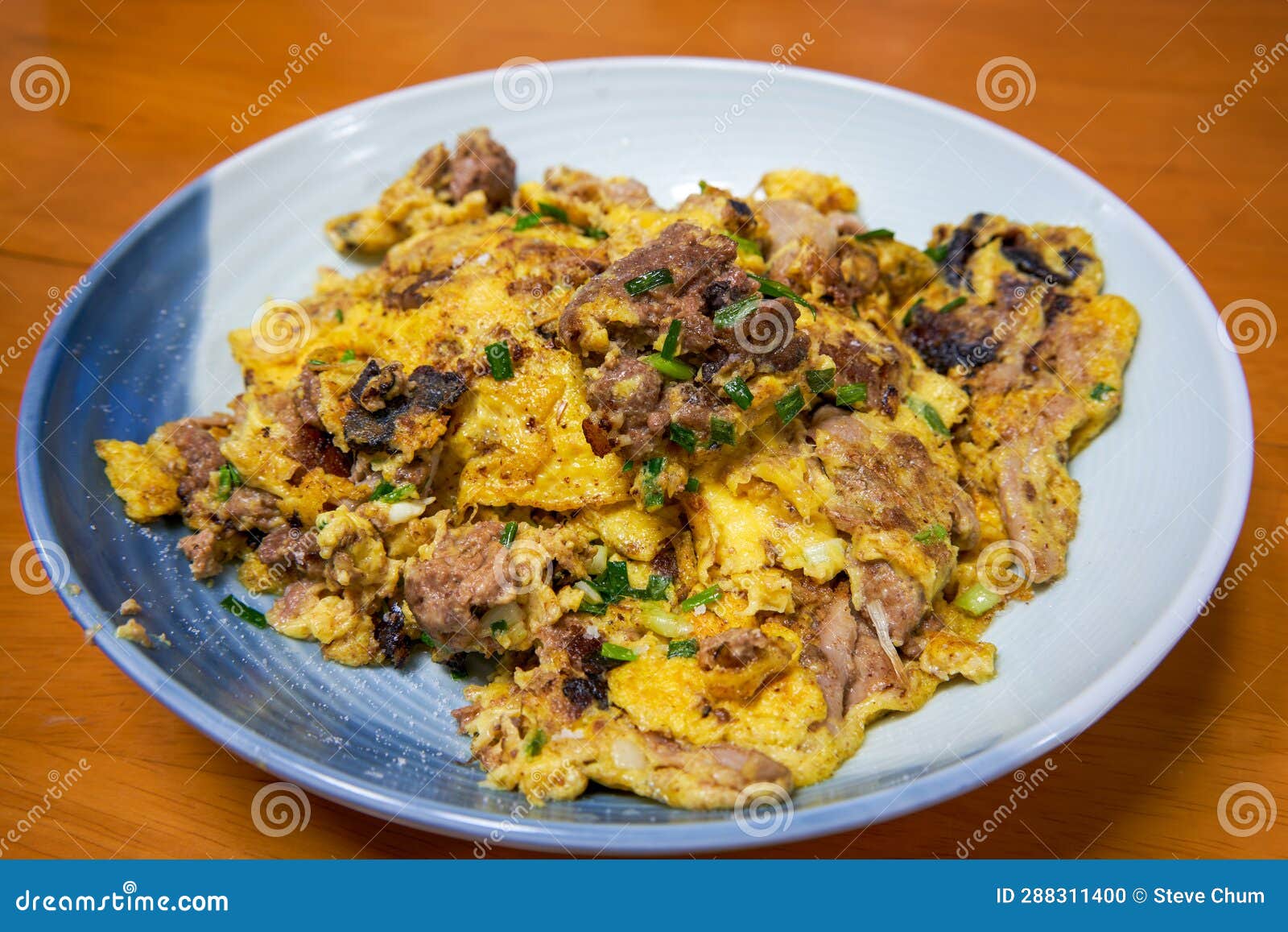 A Delicious Chinese Dish, Scrambled Eggs with Fish Offal Stock Photo ...
