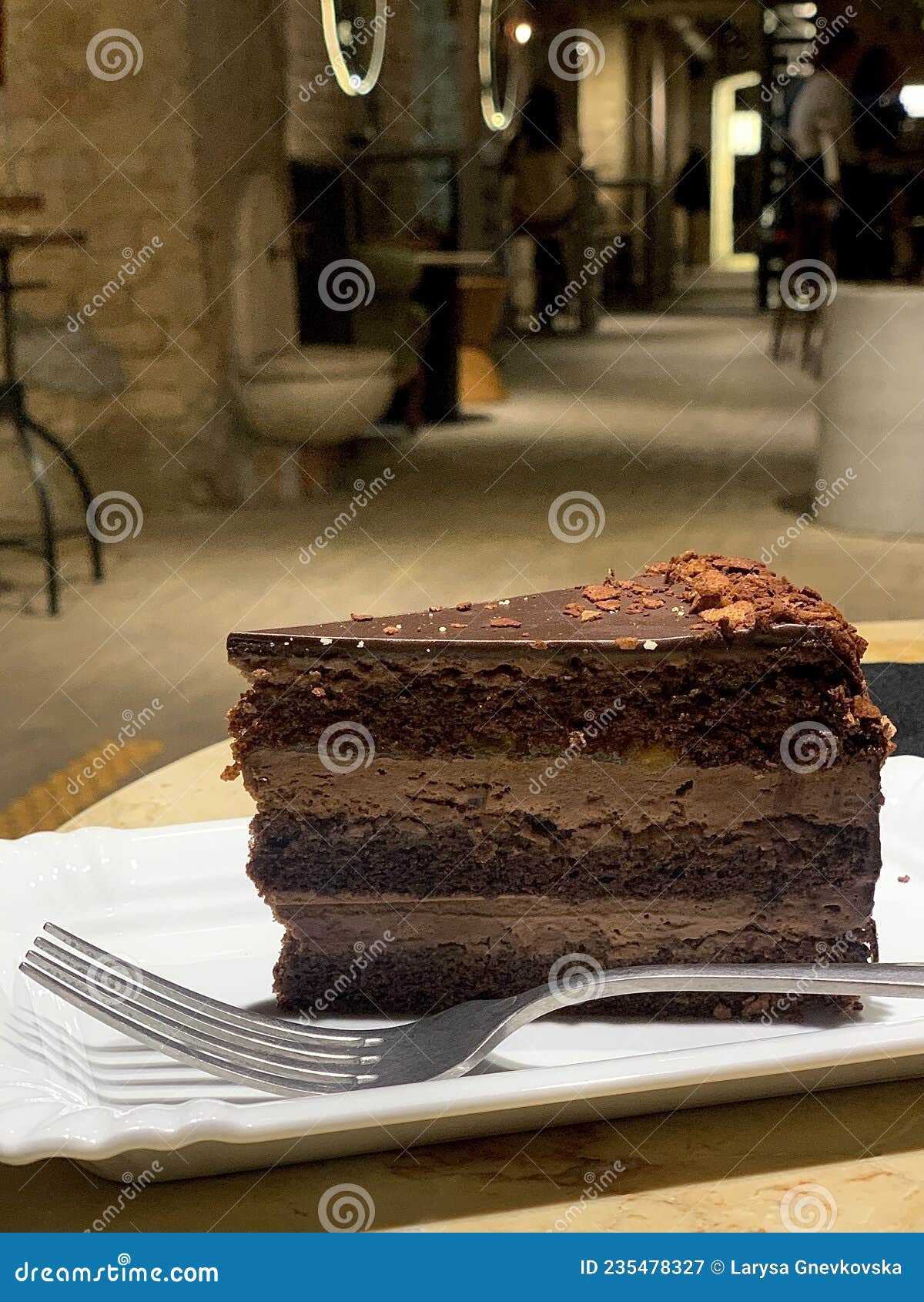 Chocolate Cake with Chocolate in a Plate Stock Image - Image of ...