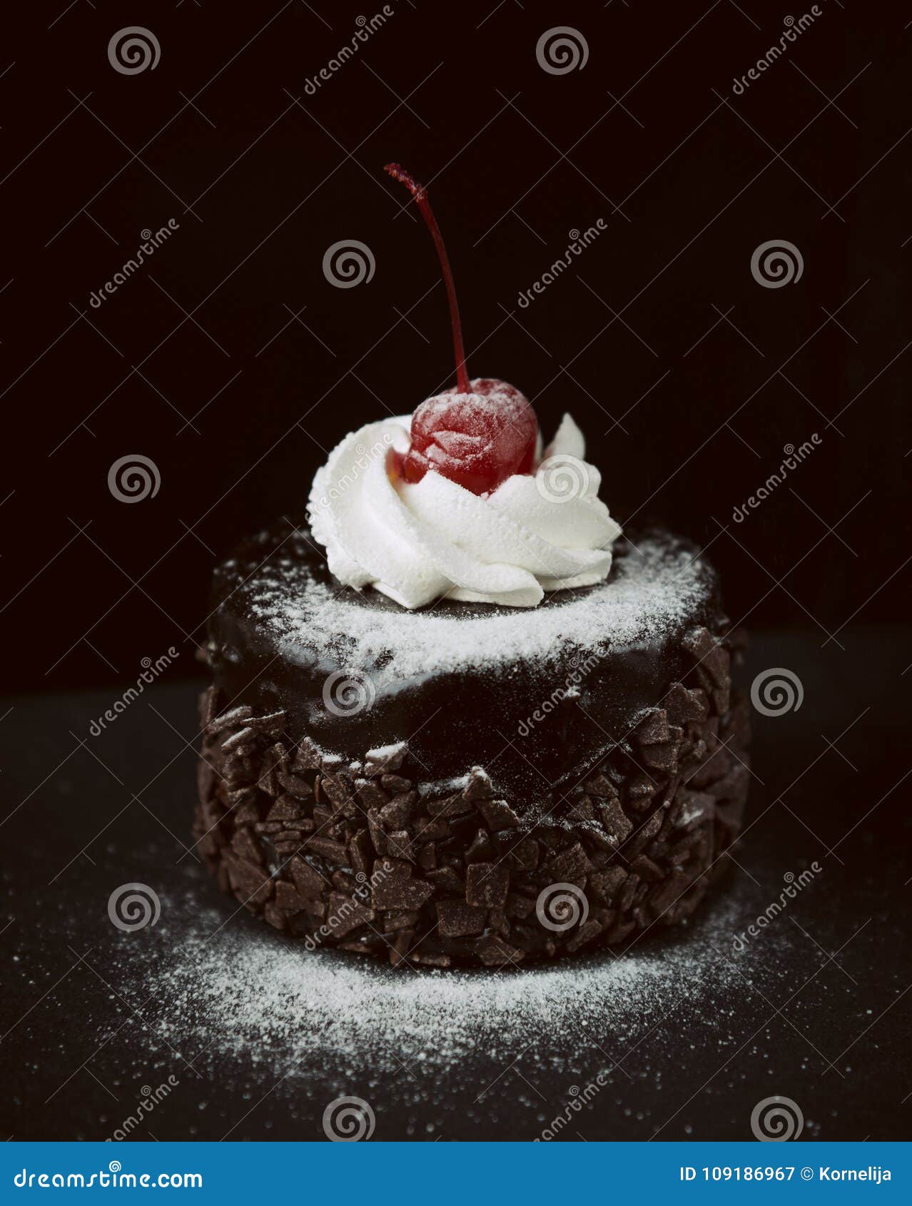 Chocolate Cake with Red Cherry Stock Image - Image of decoration, black ...