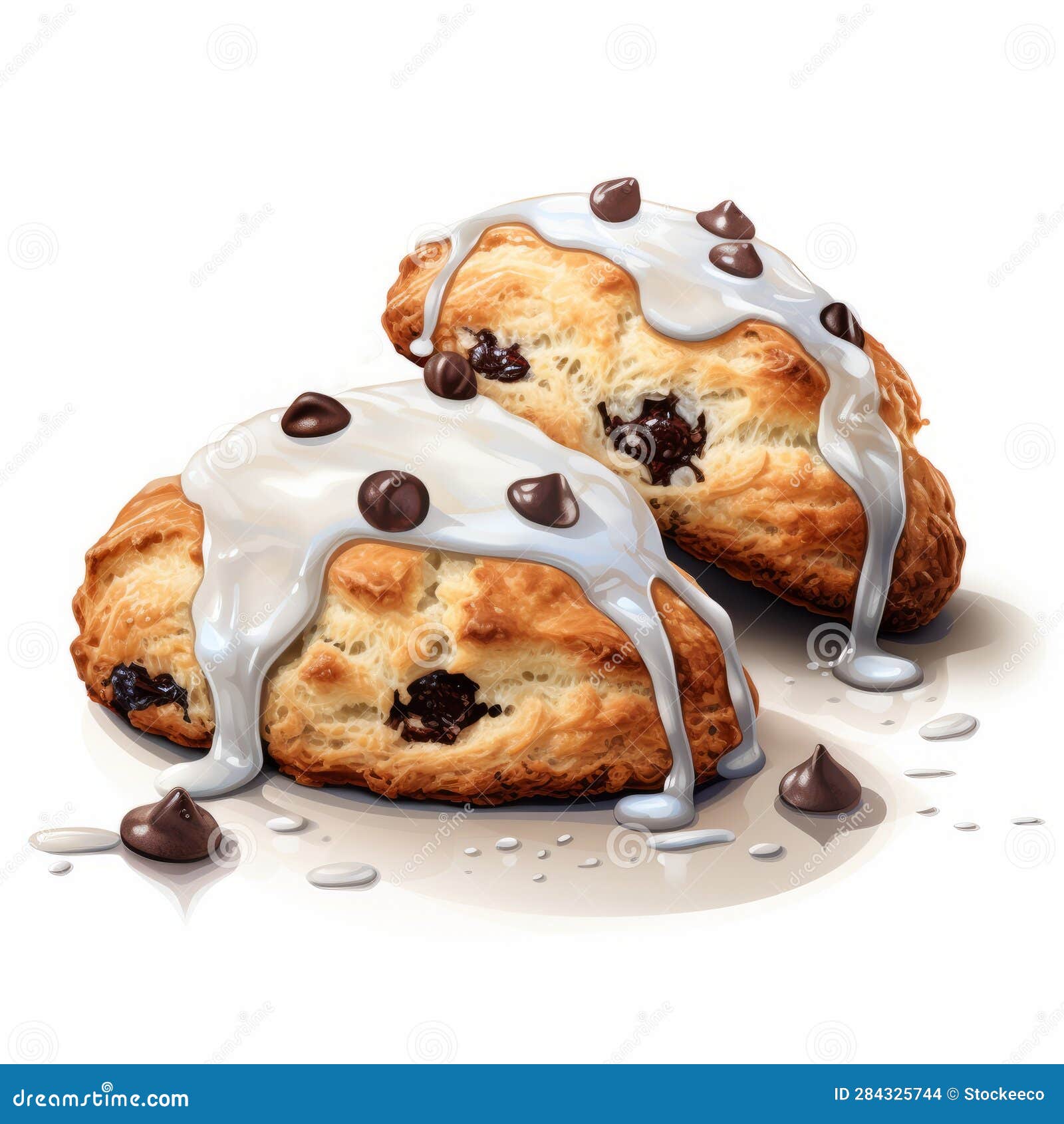 Delicious Chocolate Chip Scones with Artistic Illustrations Stock ...
