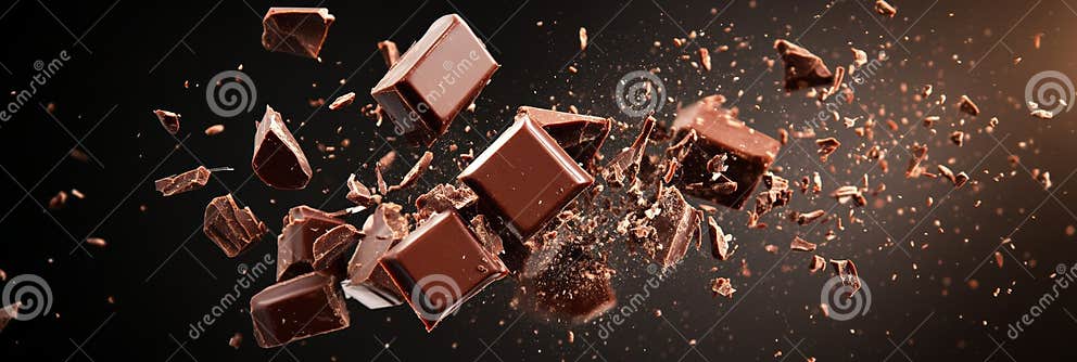 Delicious Chocolate Chunks Exploding on Dark Background Stock Image ...