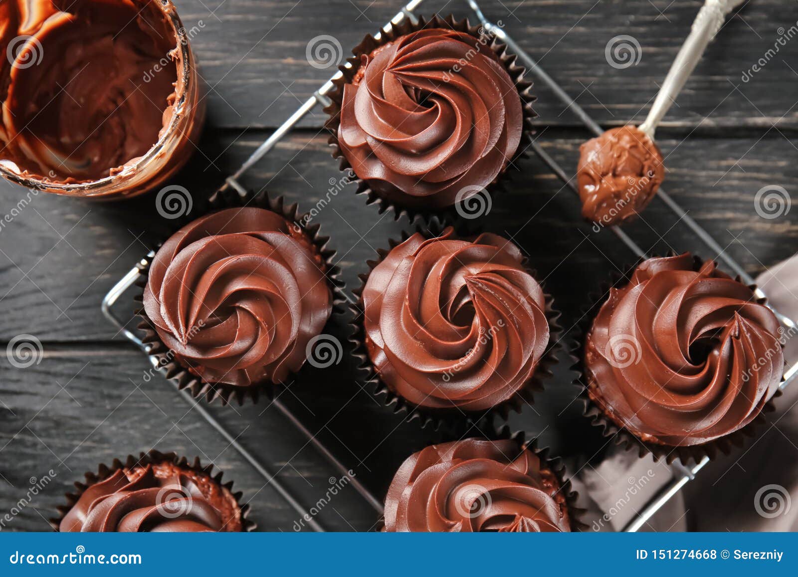 Delicious Chocolate Cupcakes on Cooling Rack Stock Photo - Image of ...