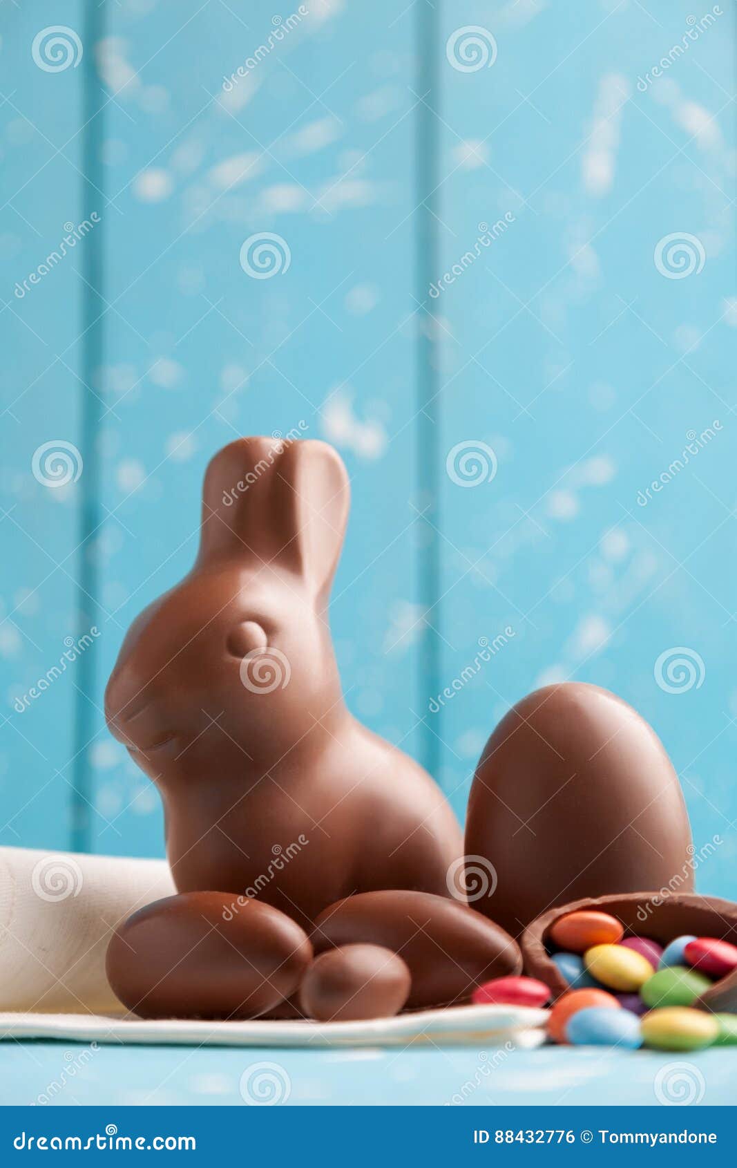 Delicious Chocolate Easter Bunny, Eggs and Sweets Stock Photo - Image ...