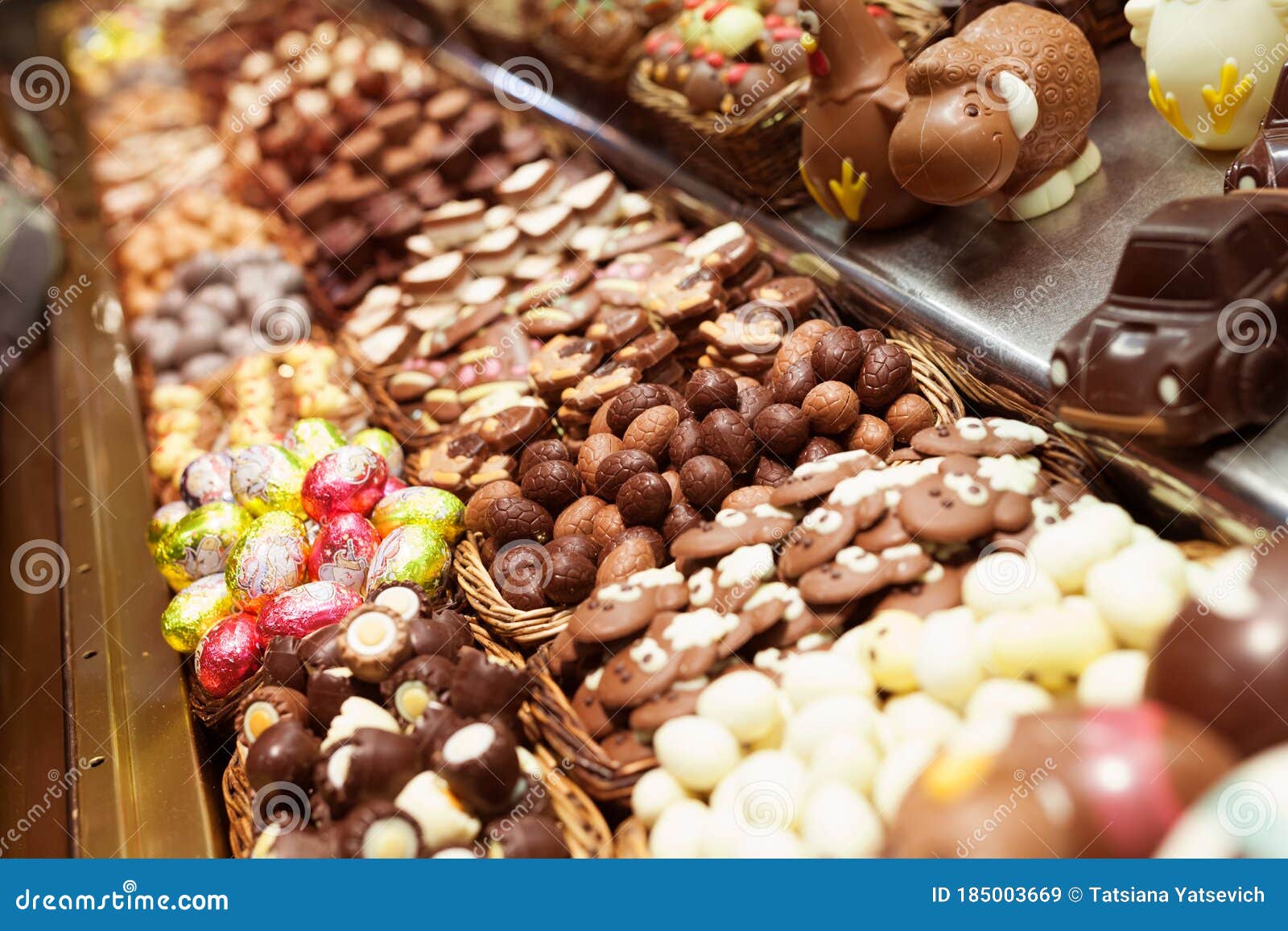 Delicious Chocolate Sweets on Counter Stock Image - Image of nougat ...