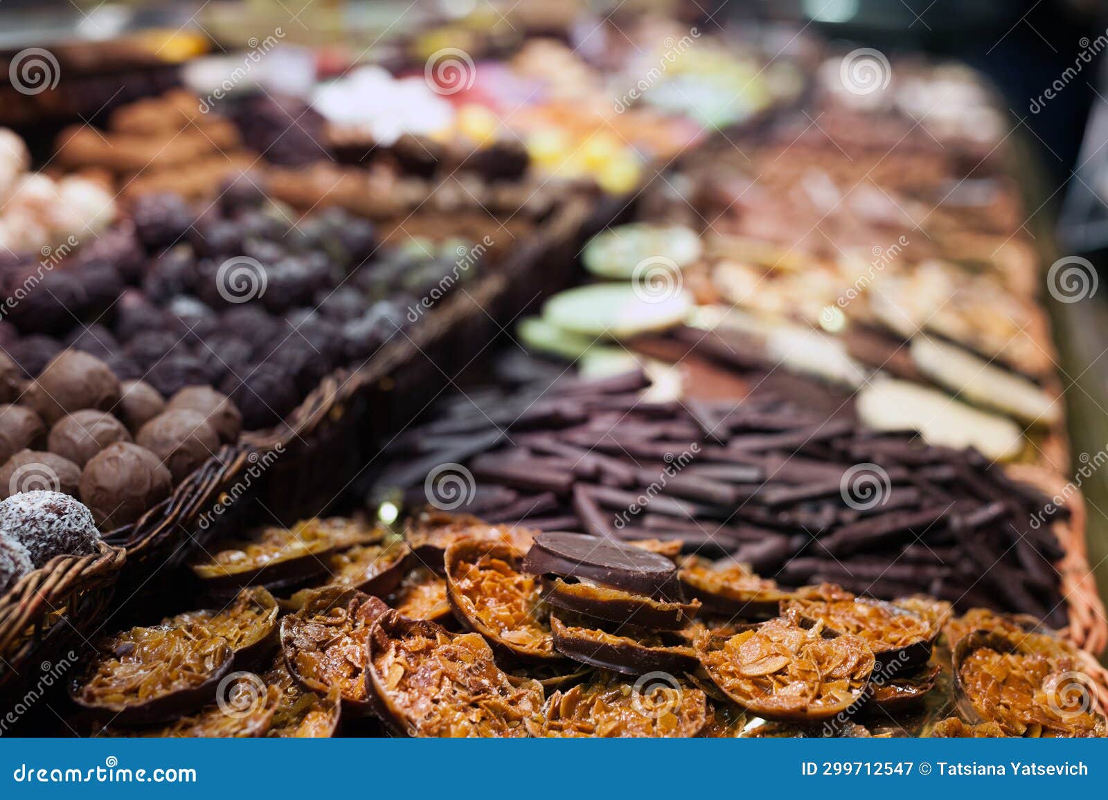 Delicious Chocolate Sweets on Counter Stock Image - Image of cocoa ...