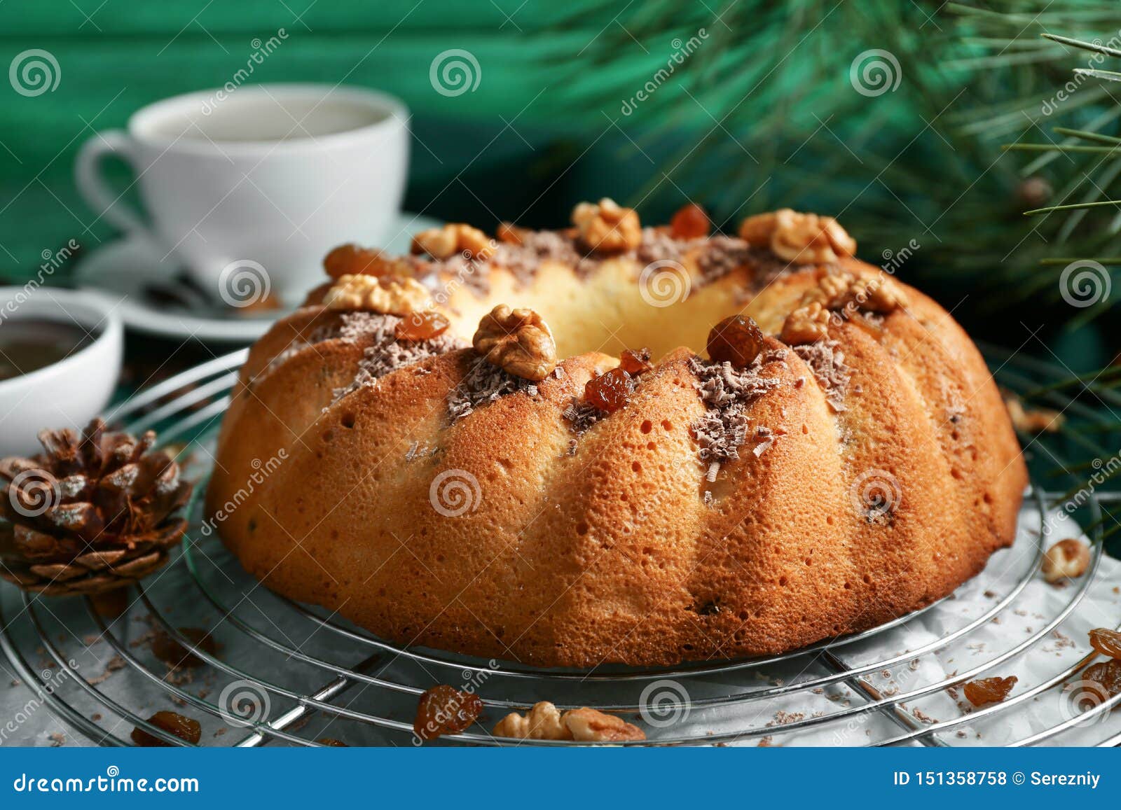Delicious Christmas Cake on Cooling Rack Stock Photo - Image of ring ...