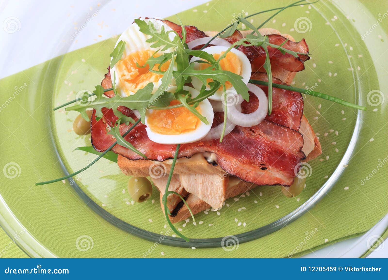 Delicious club sandwich stock image. Image of bread, rashers - 12705459