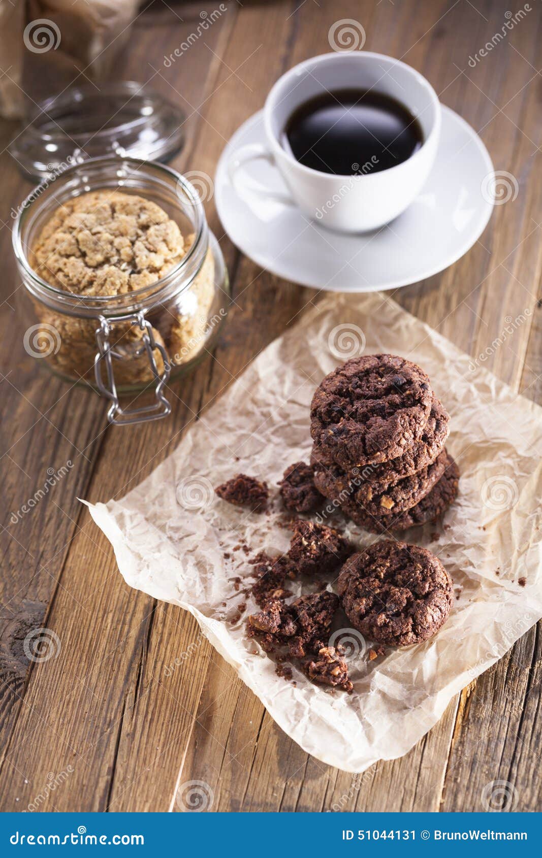 Delicious Coffee with Sweets on a Wooden Table Stock Image - Image of ...