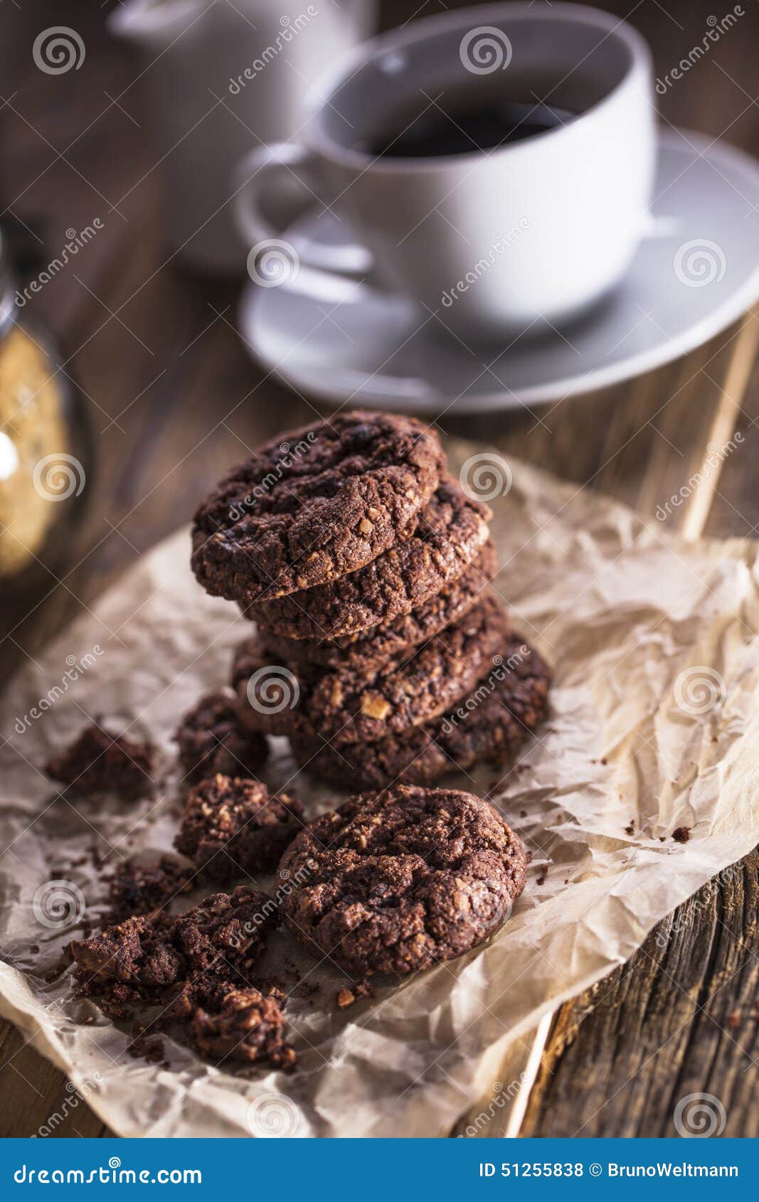 Delicious Coffee with Sweets on a Wooden Table Stock Photo - Image of ...