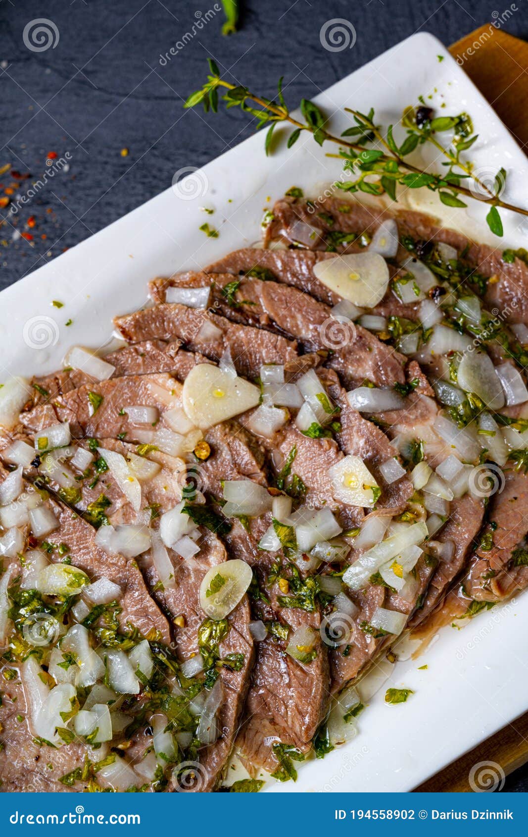 Delicious Cold Beef with Vinaigrette Stock Photo - Image of meat ...