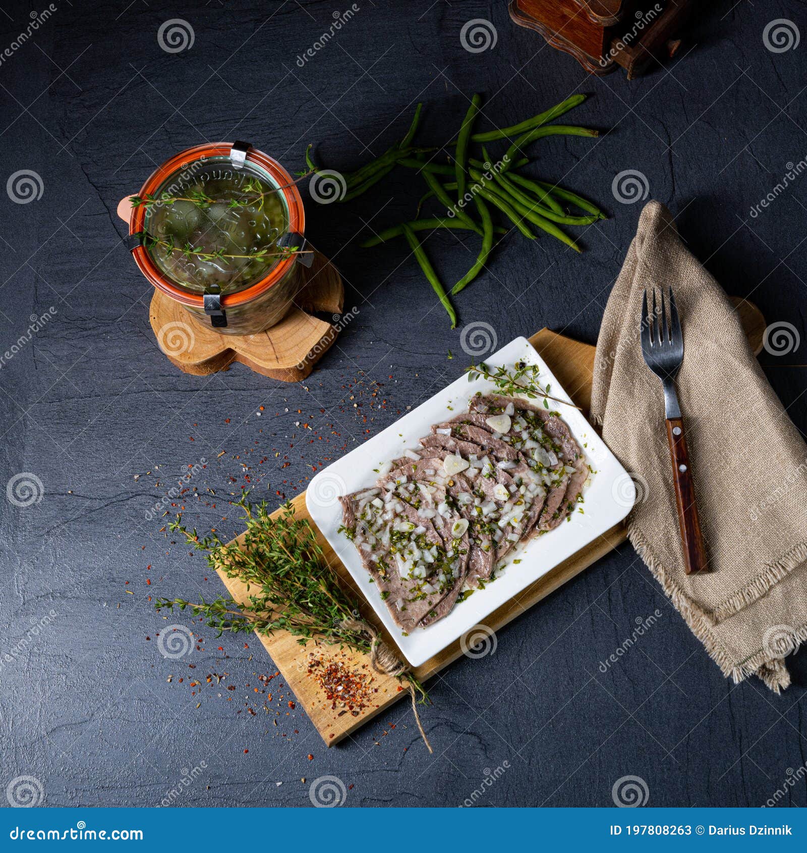 Delicious Cold Beef with Vinaigrette Stock Image - Image of pastry ...