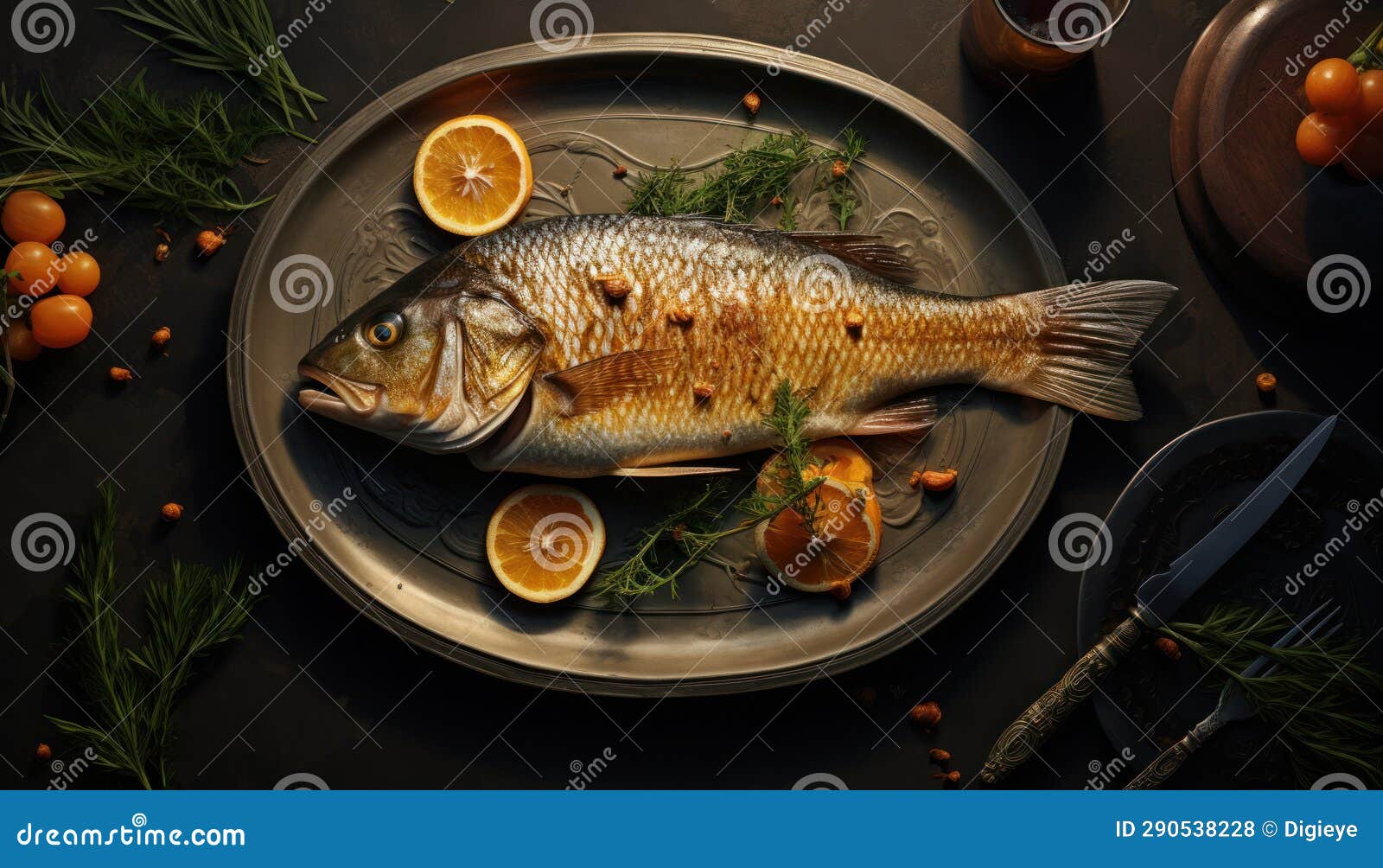 Delicious Cooked Fish Platter - Culinary Excellence - Generative AI ...