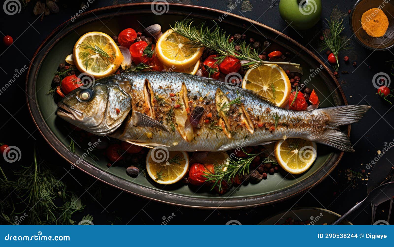 Delicious Cooked Fish Platter - Culinary Excellence - Generative AI ...