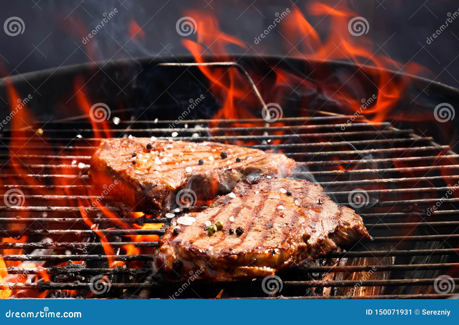 Delicious Cooked Meat on Barbecue Grill Stock Image - Image of open ...