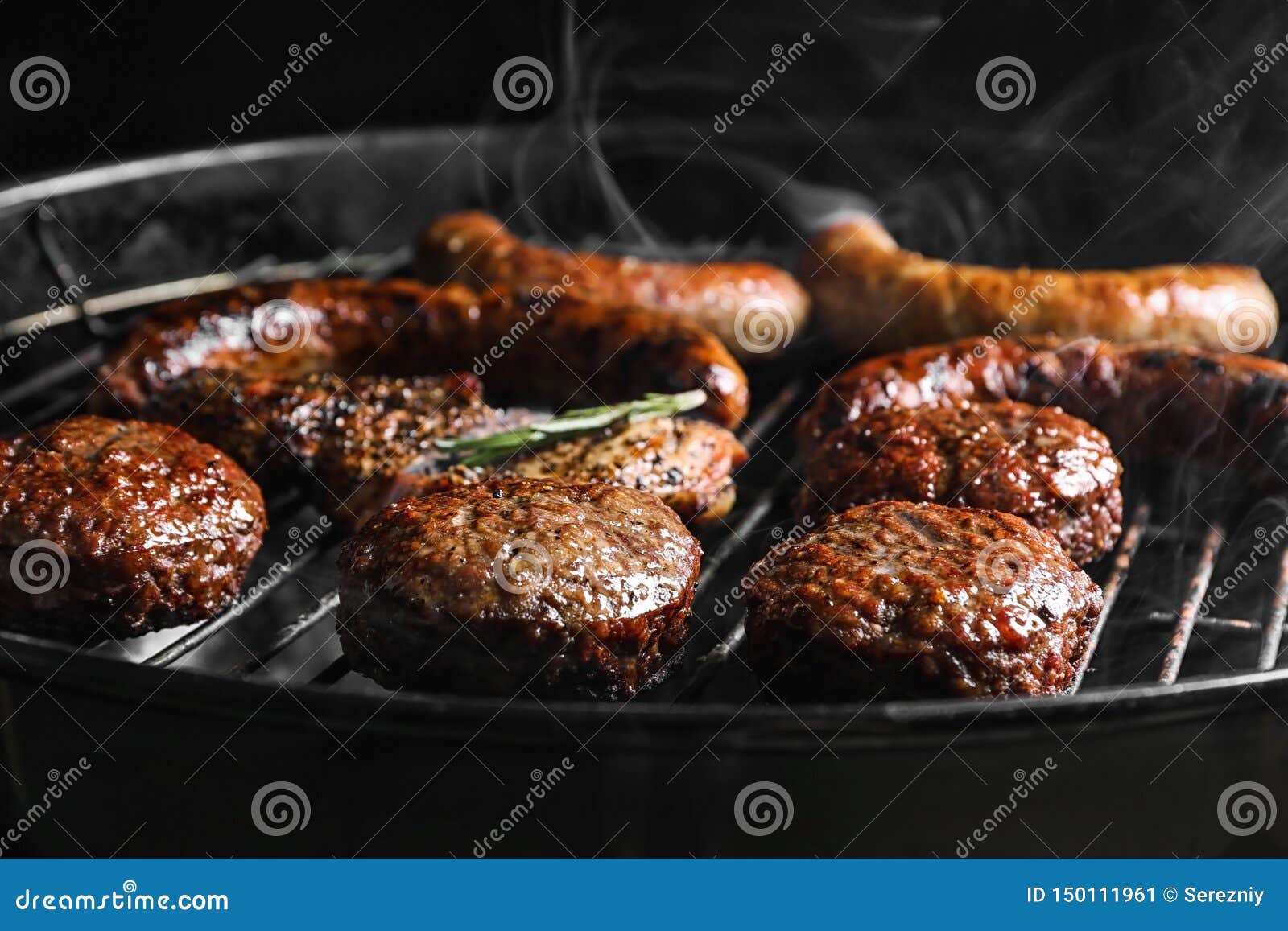 Delicious Cooked Patties on Barbecue Grill Stock Image - Image of ...