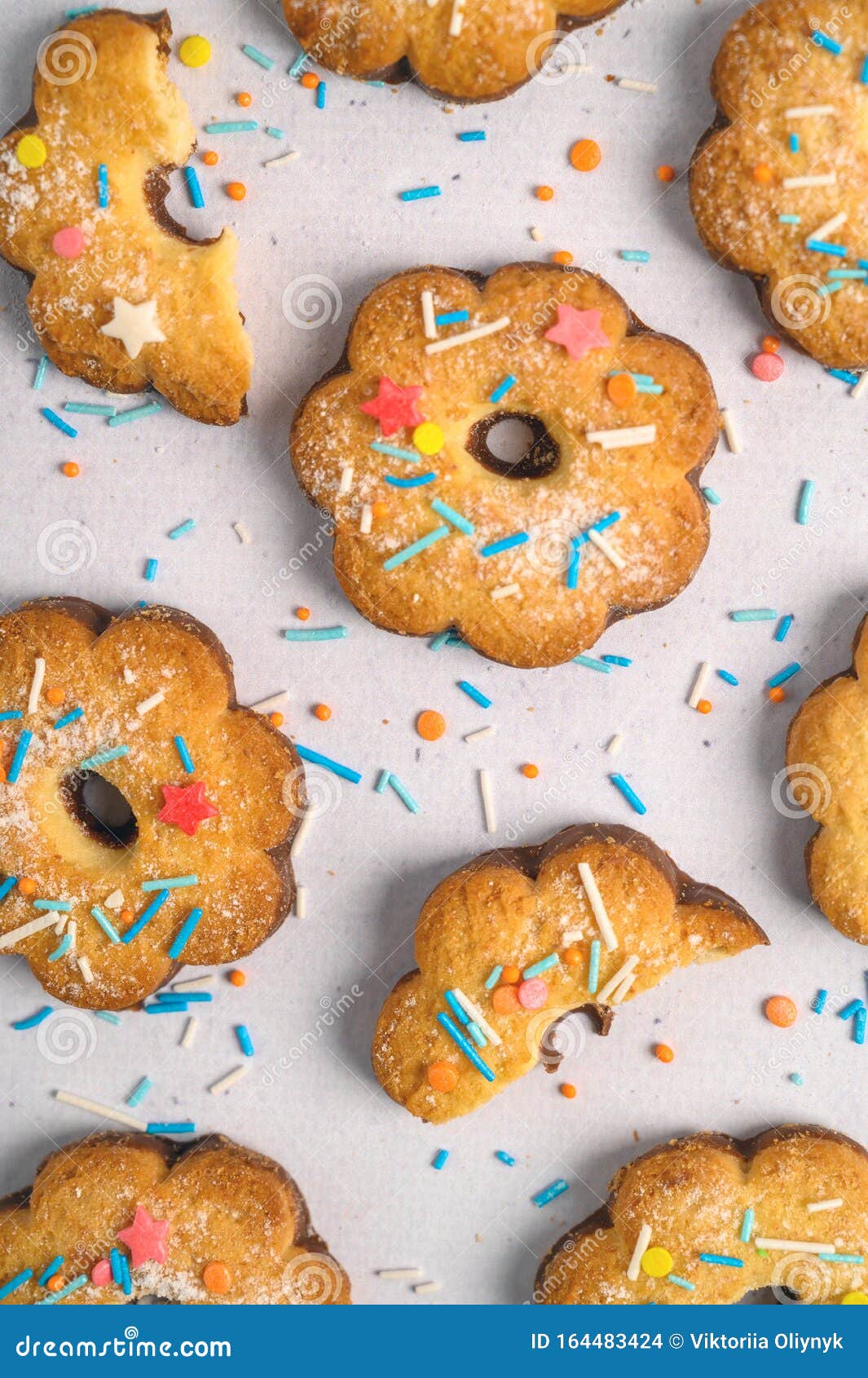 Delicious Cookies Dusted with Multicolored Sprinkling Stock Photo ...