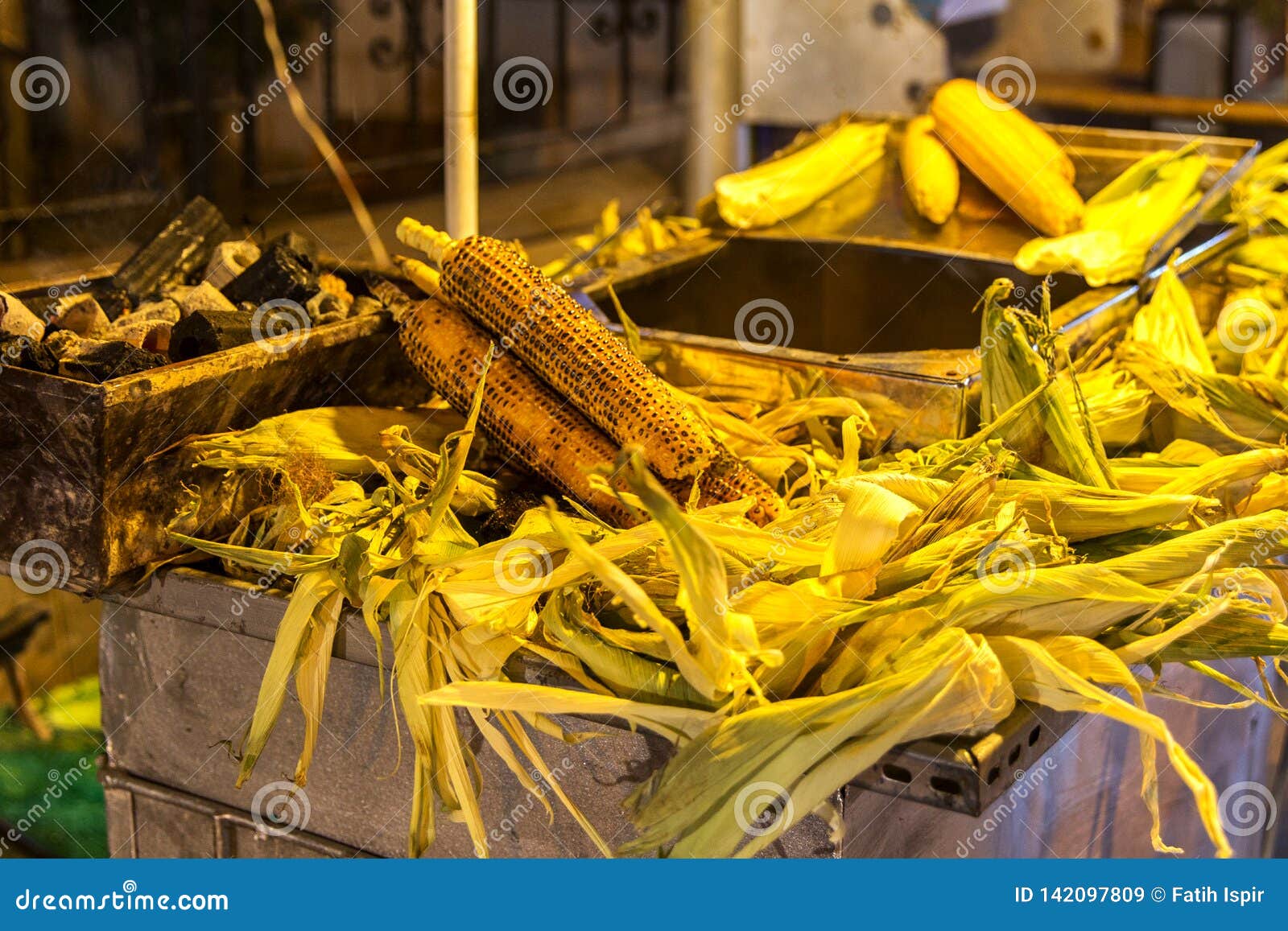 Delicious Corn Cooked in Wood Fire Stock Image - Image of grain ...