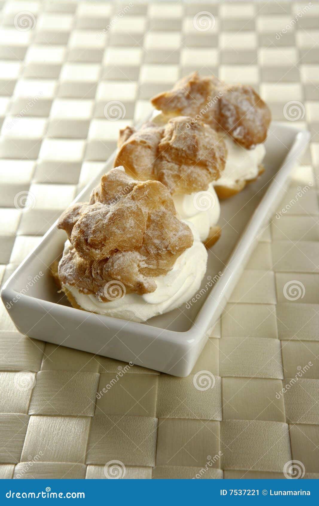 Delicious cream puff cake stock image. Image of small - 7537221