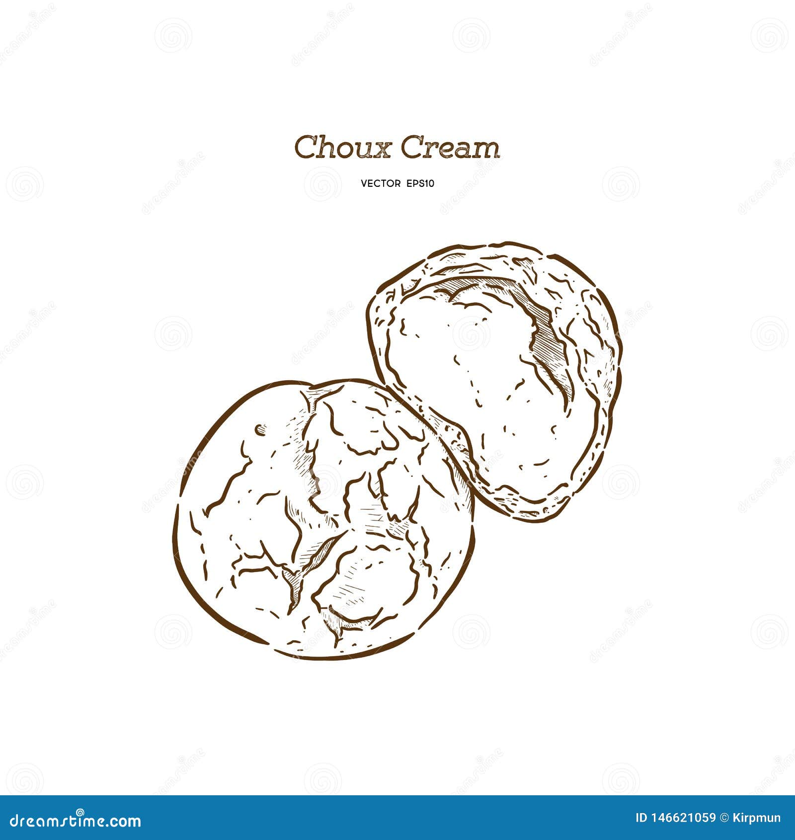 Cream Puff Pastry Roll. Trdlo Logo. Doodle Dessert Icon. Black Hand ...