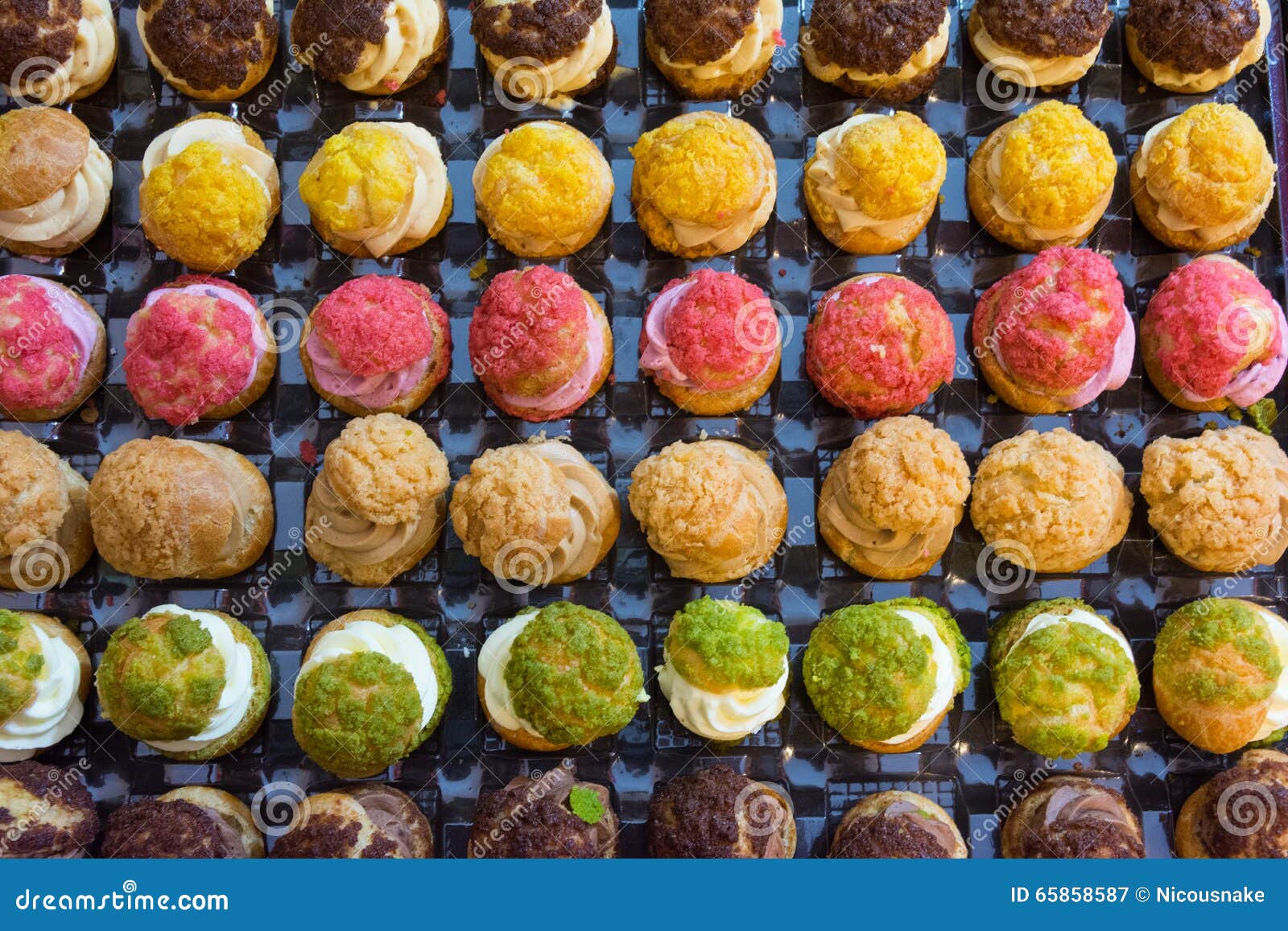 Delicious Cream Puffs Mix Background Stock Image - Image of sweet ...