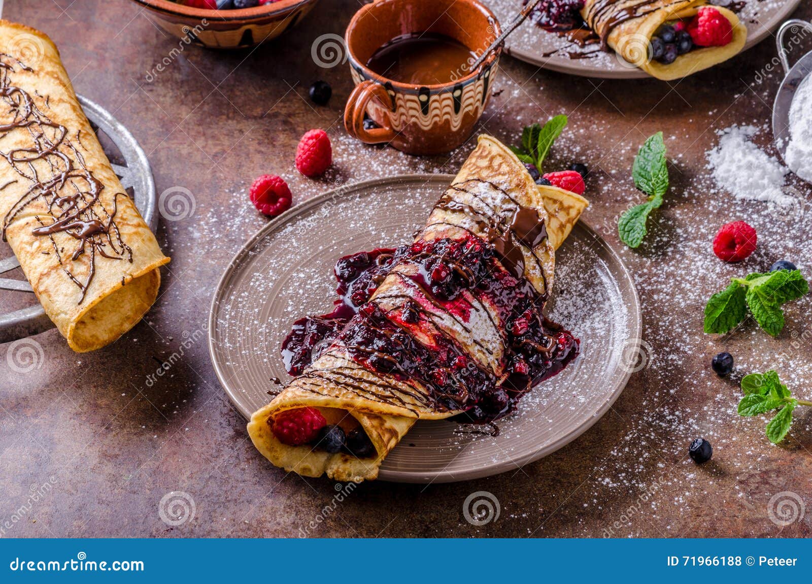 Delicious Crepes with Forest Fruit Stock Photo - Image of nutella ...