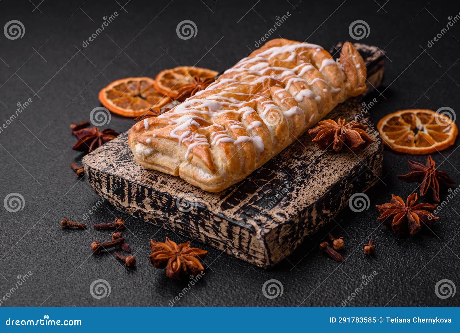 Delicious Crispy Braided Bun with Raisins Inside and White Icing ...