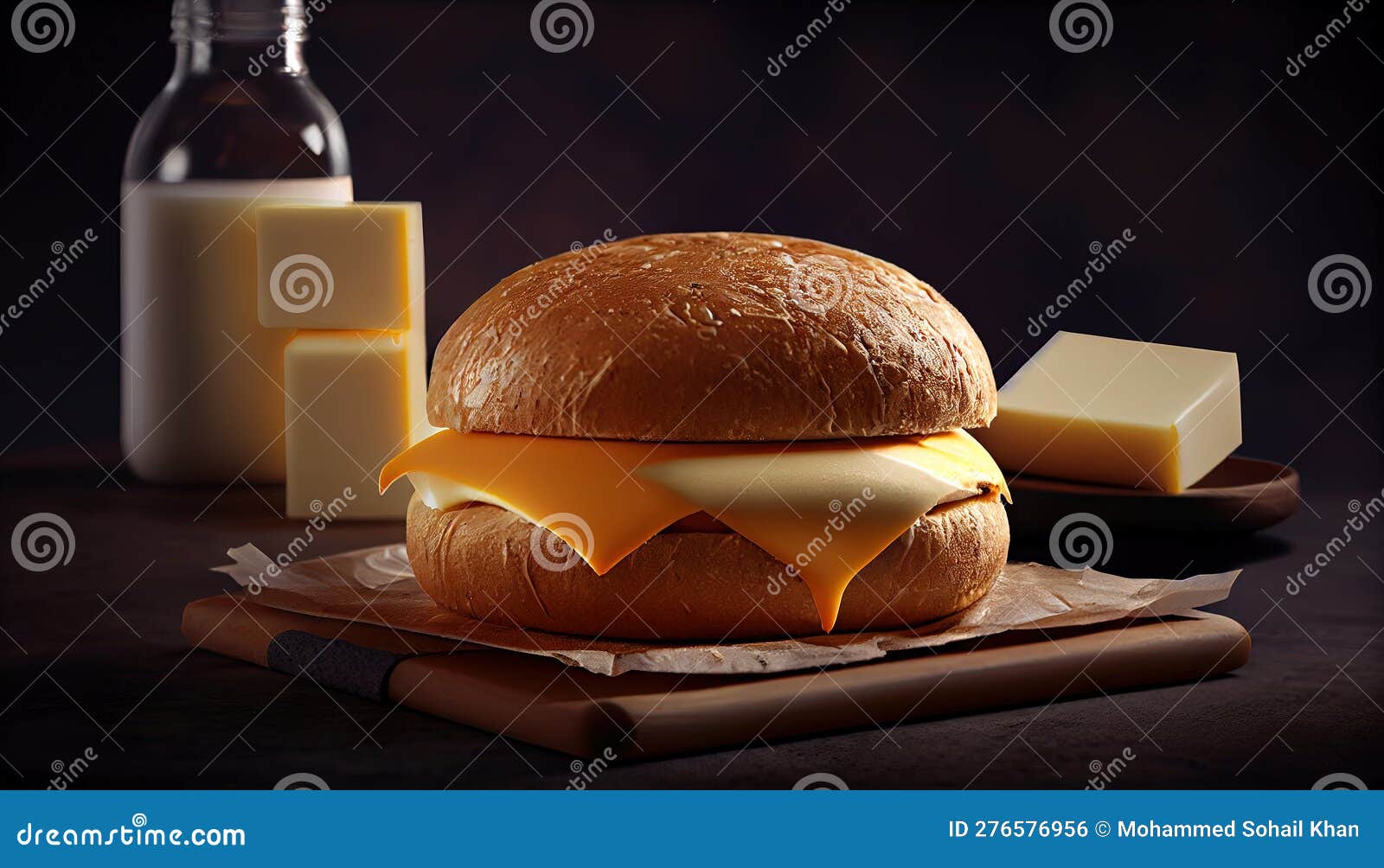 Delicious Crispy Cheese Burger on Foody Theme Background AI Generative ...