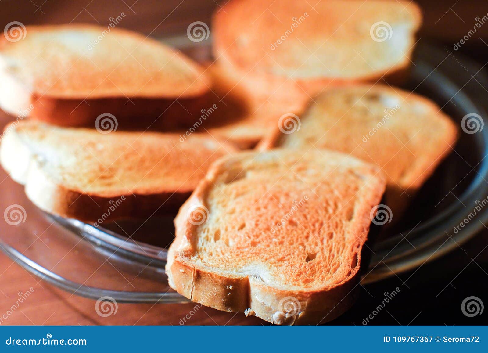 Crispy toast on the plate stock image. Image of delicious - 109767367