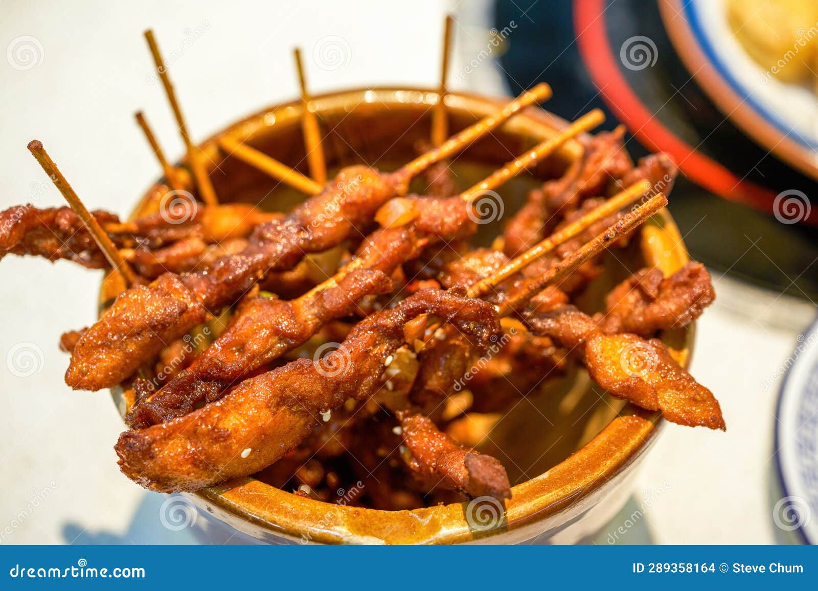 A Delicious and Crispy Fried Rabbit Skewers Stock Photo - Image of ...
