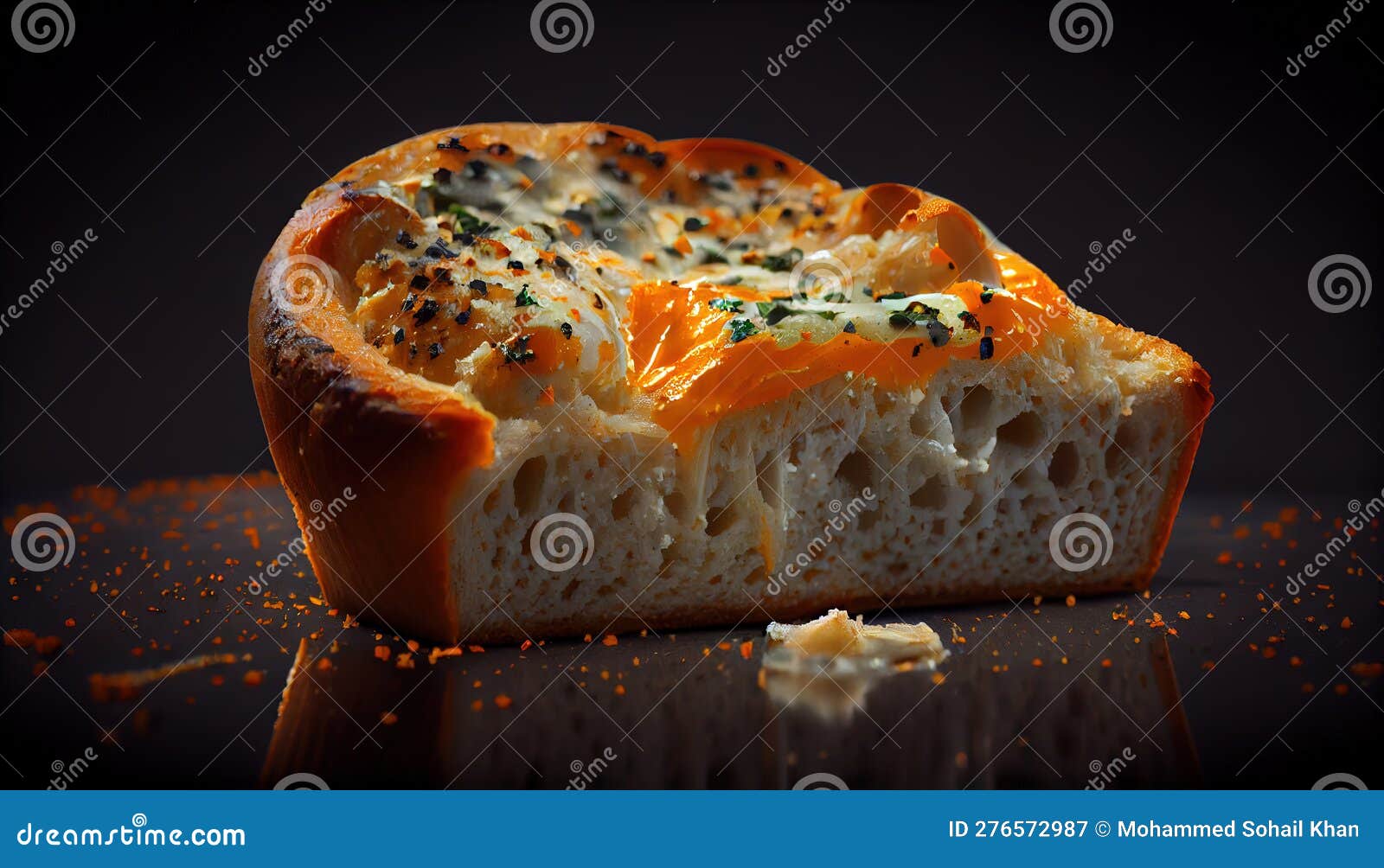 Delicious Crispy Garlic Bread Snack on Foody Theme Background AI ...