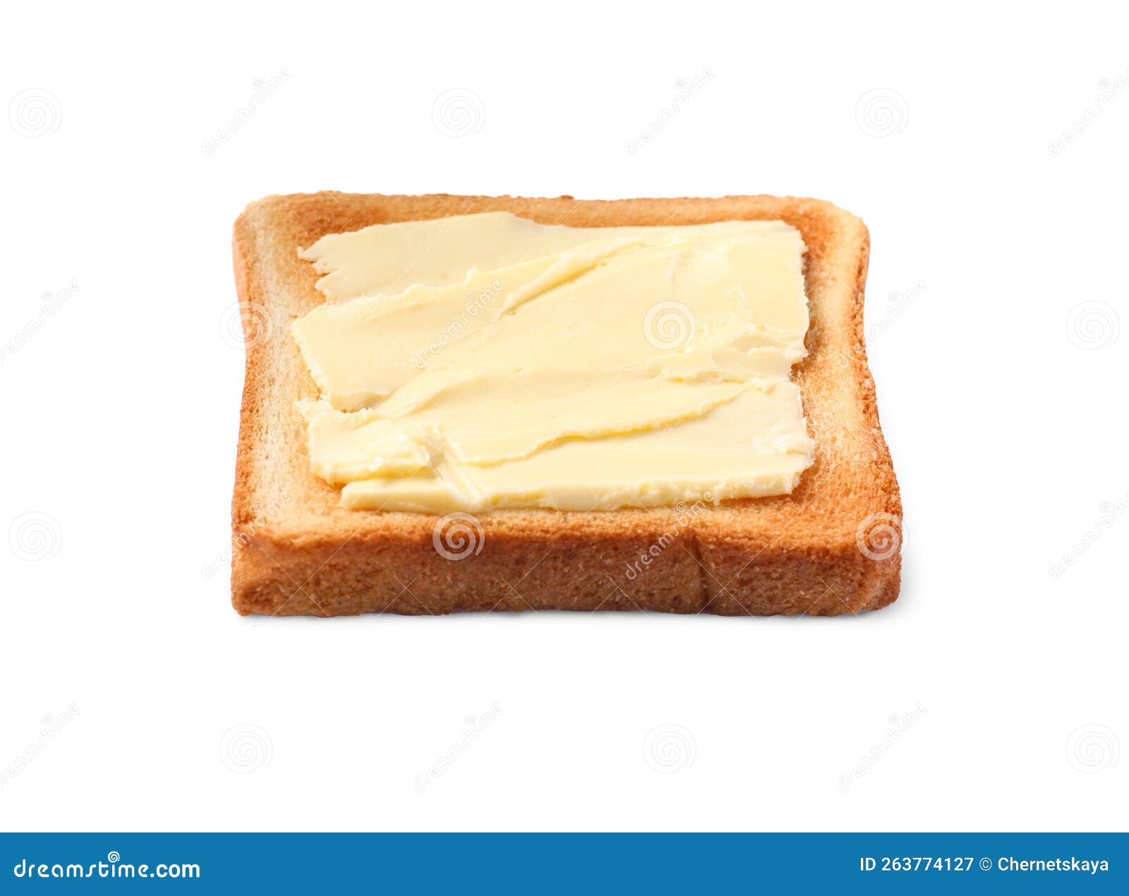 Delicious Crispy Toast with Butter Isolated on White Stock Image ...