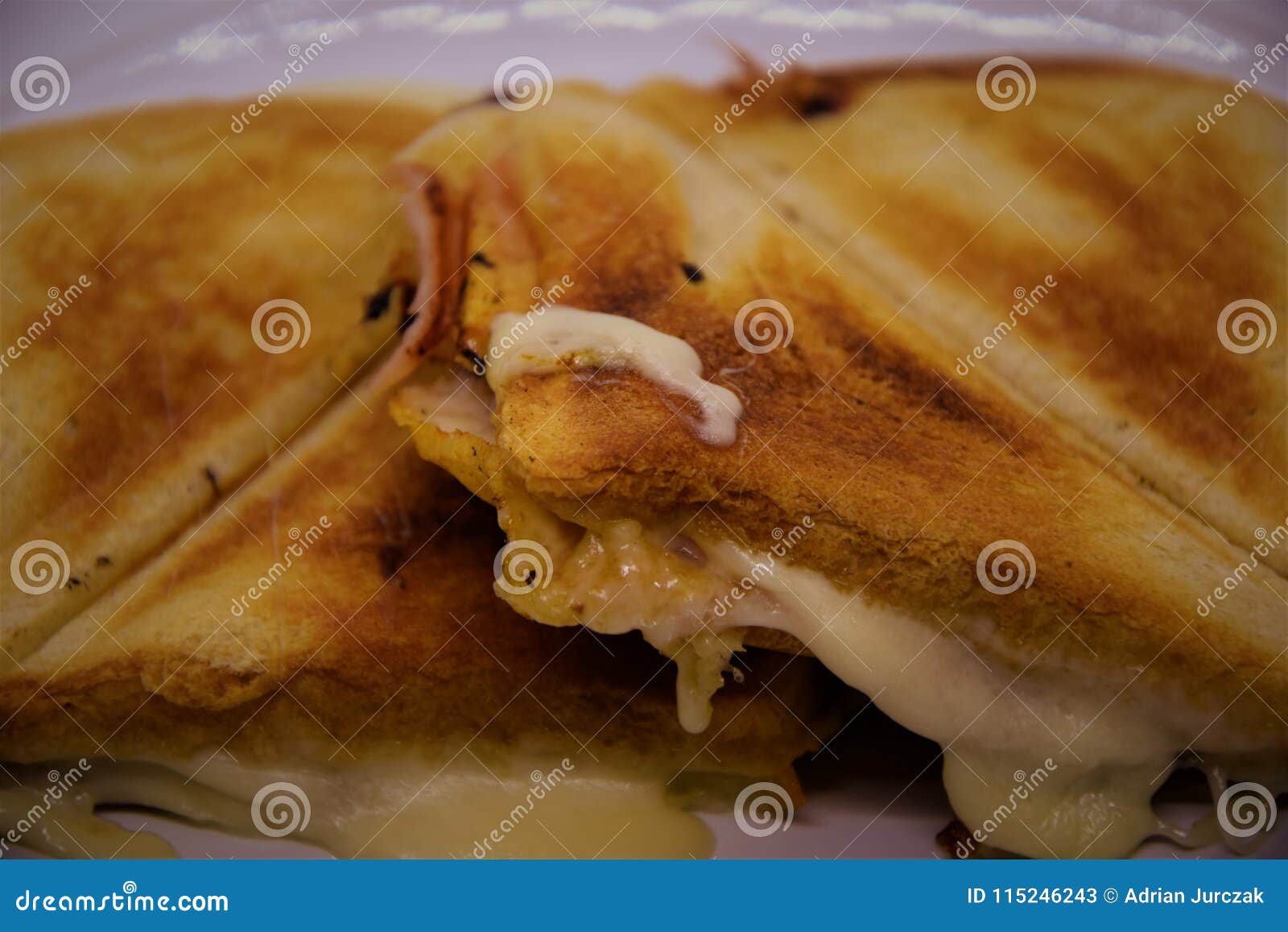 Delicious Crispy Toast with Slightly Leaking Cheese Stock Image - Image ...