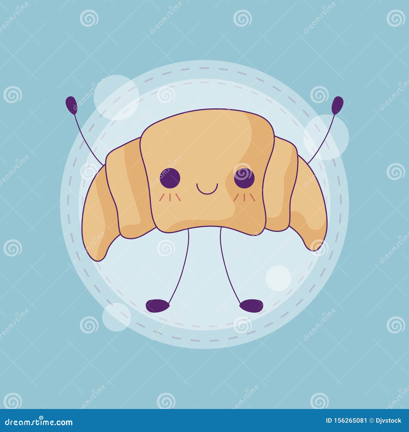 Delicious Croissant Bread Kawaii Style Stock Illustration ...