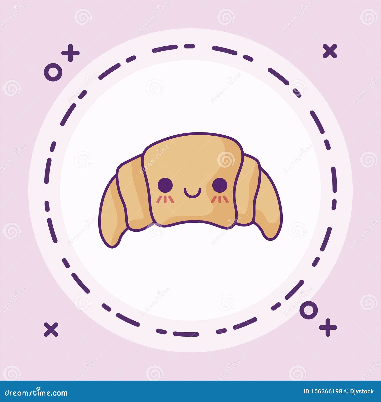 Delicious Croissant Bread Kawaii Style Stock Illustration ...