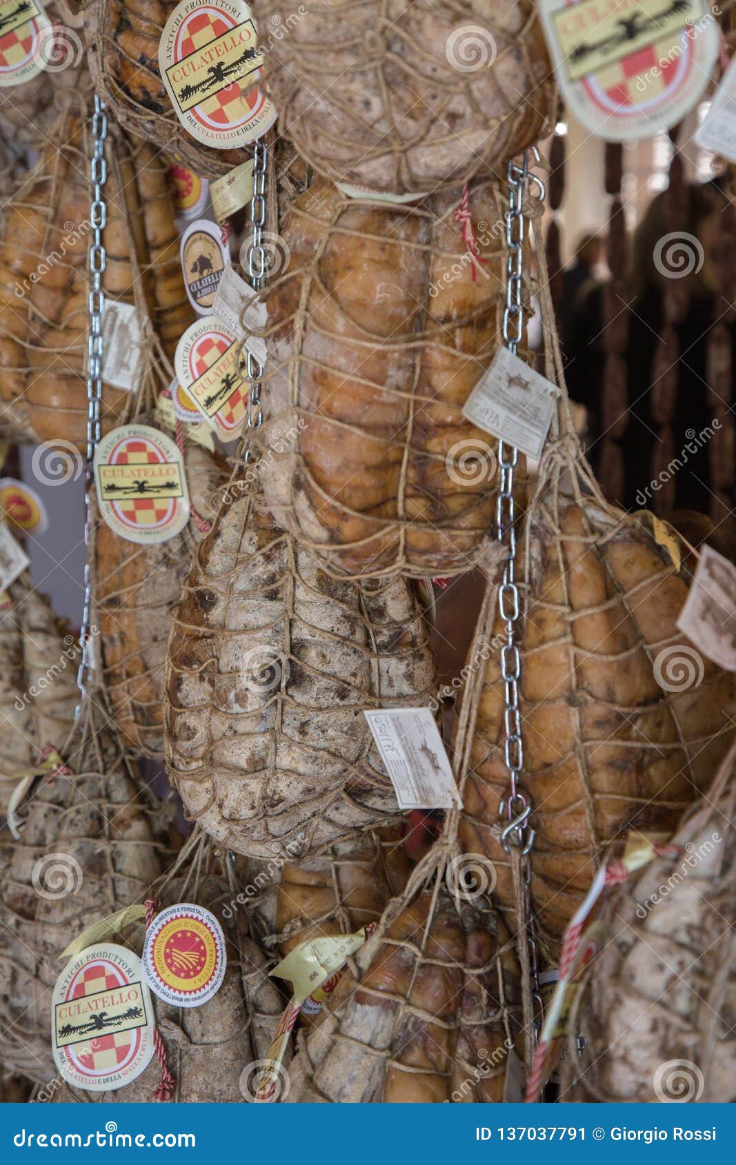 Delicious Culatello Forms Hanging Inside a Restaurant Editorial Photo ...