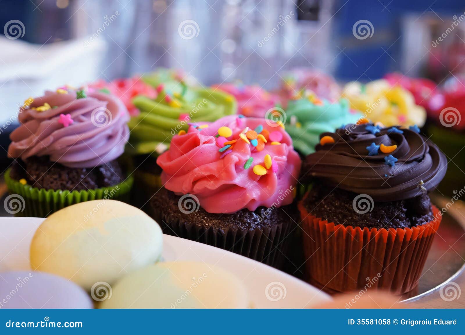 Delicious Cupcakes with Different Colours and Flav Stock Photo - Image ...