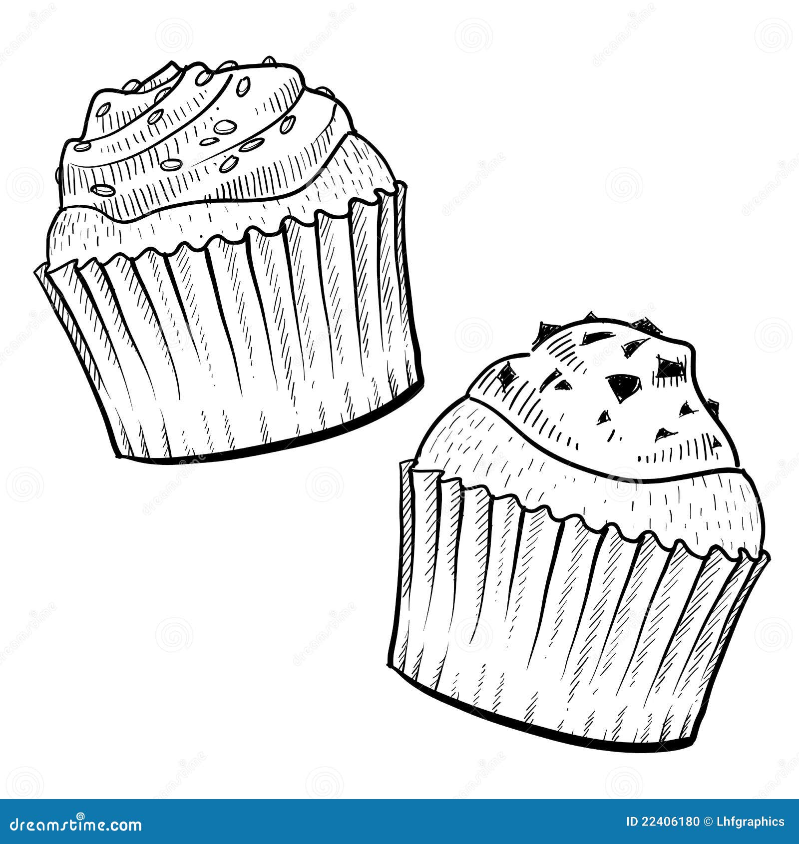 Delicious cupcakes drawing stock vector. Illustration of restaurant ...