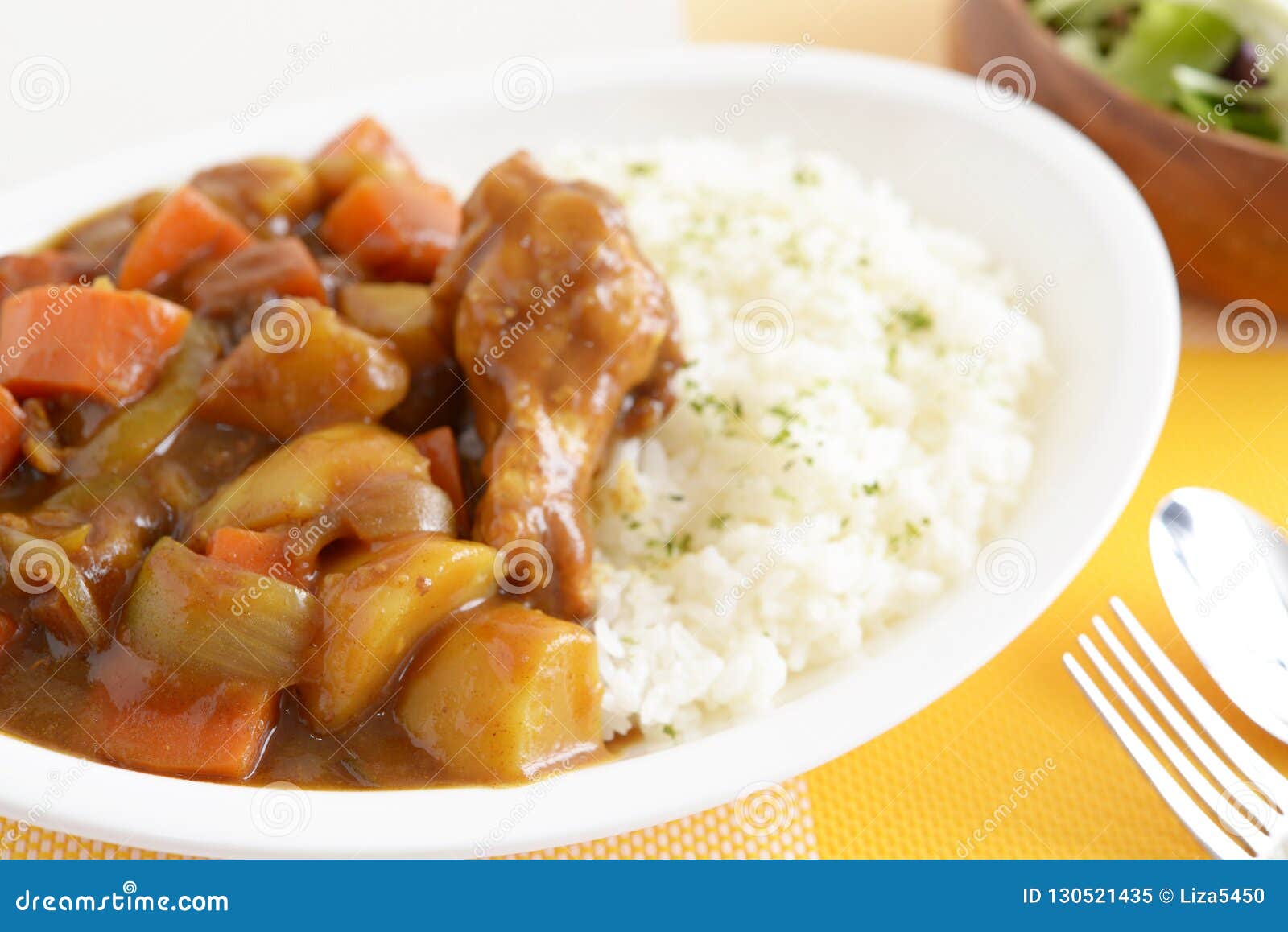 Delicious curry and rice stock image. Image of market - 130521435
