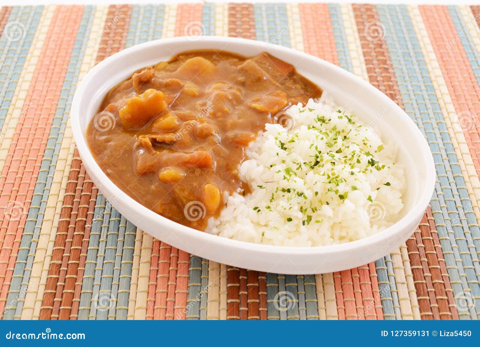 Delicious curry and rice stock image. Image of home - 127359131