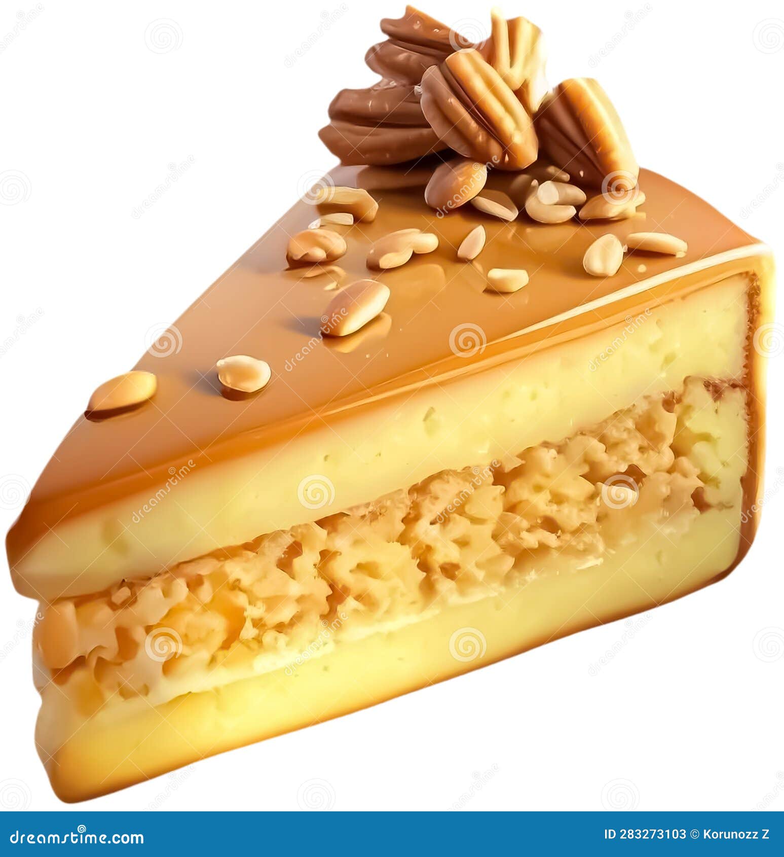 A Delicious Custard Cake with Nuts Stock Image - Illustration of yummy ...
