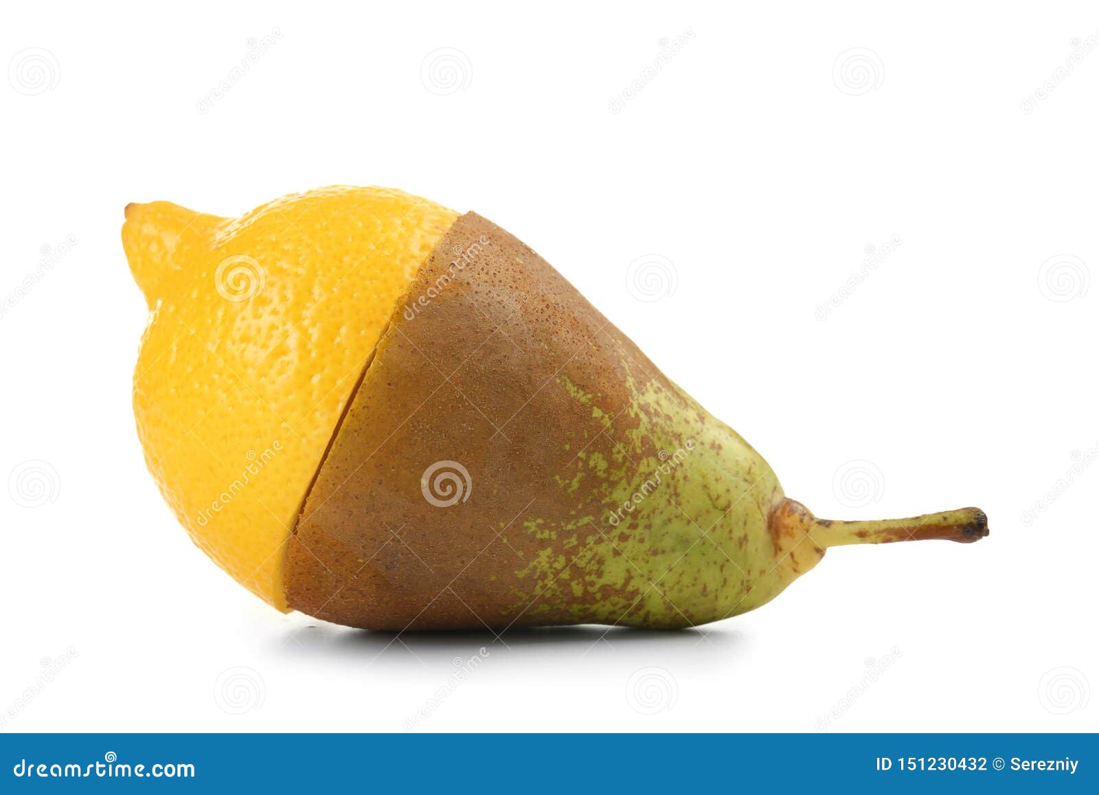 Delicious Cut Lemon and Pear on White Background Stock Photo - Image of ...