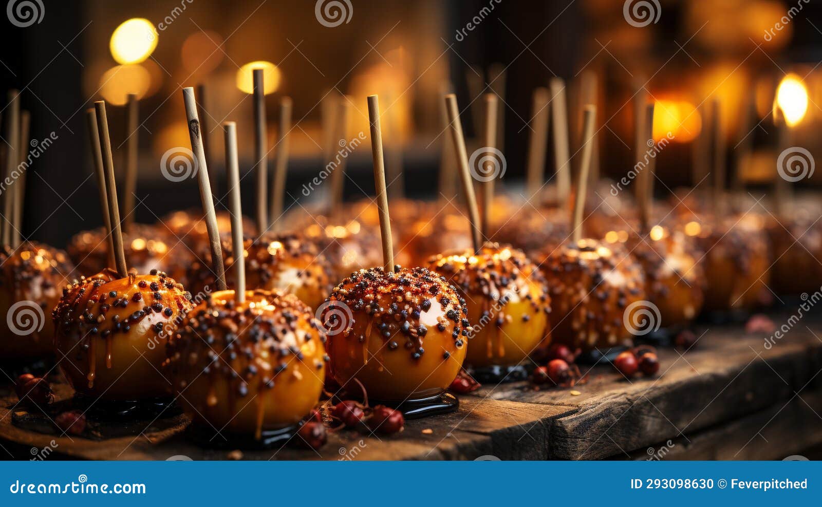 Delicious Decorated Candy Apples on the Table. Generative AI Stock ...