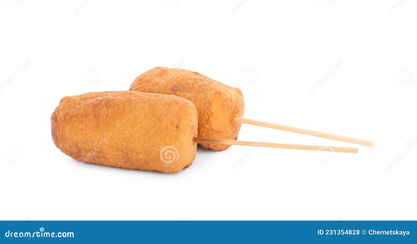 Delicious Deep Fried Corn Dogs Isolated on White Stock Photo - Image of ...