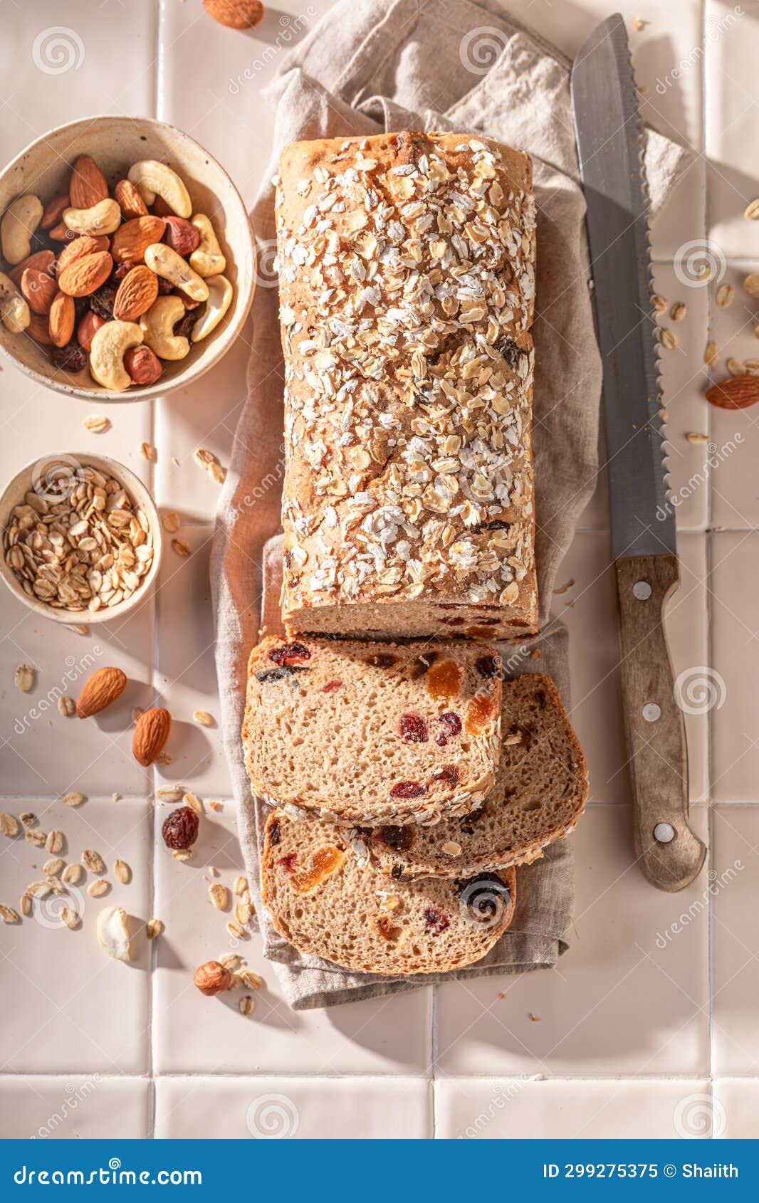Delicious Delicacies Bread with Bran, Raisins and Nuts Stock Image ...
