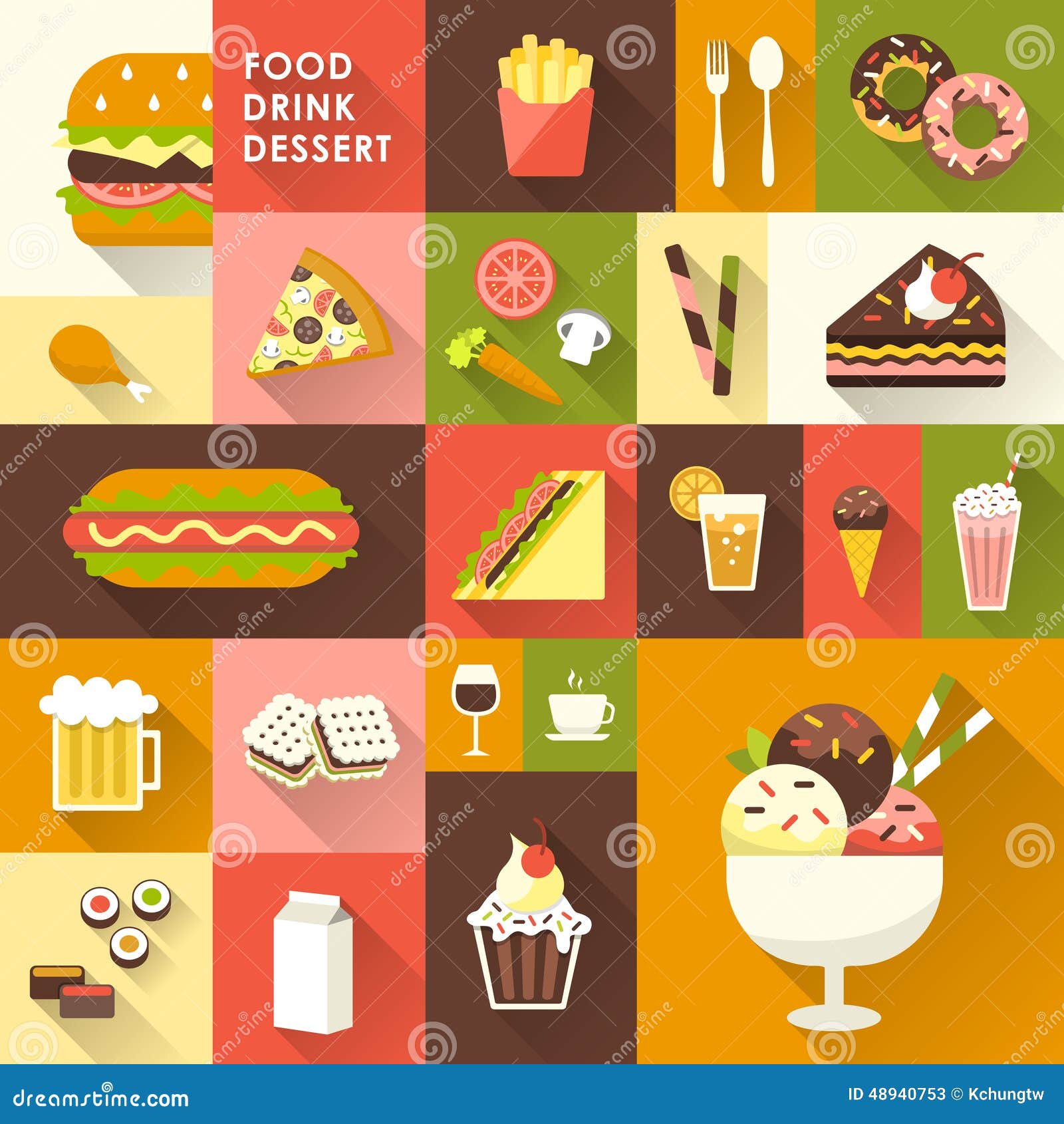 Delicious Desserts Collection in Flat Design Stock Vector ...